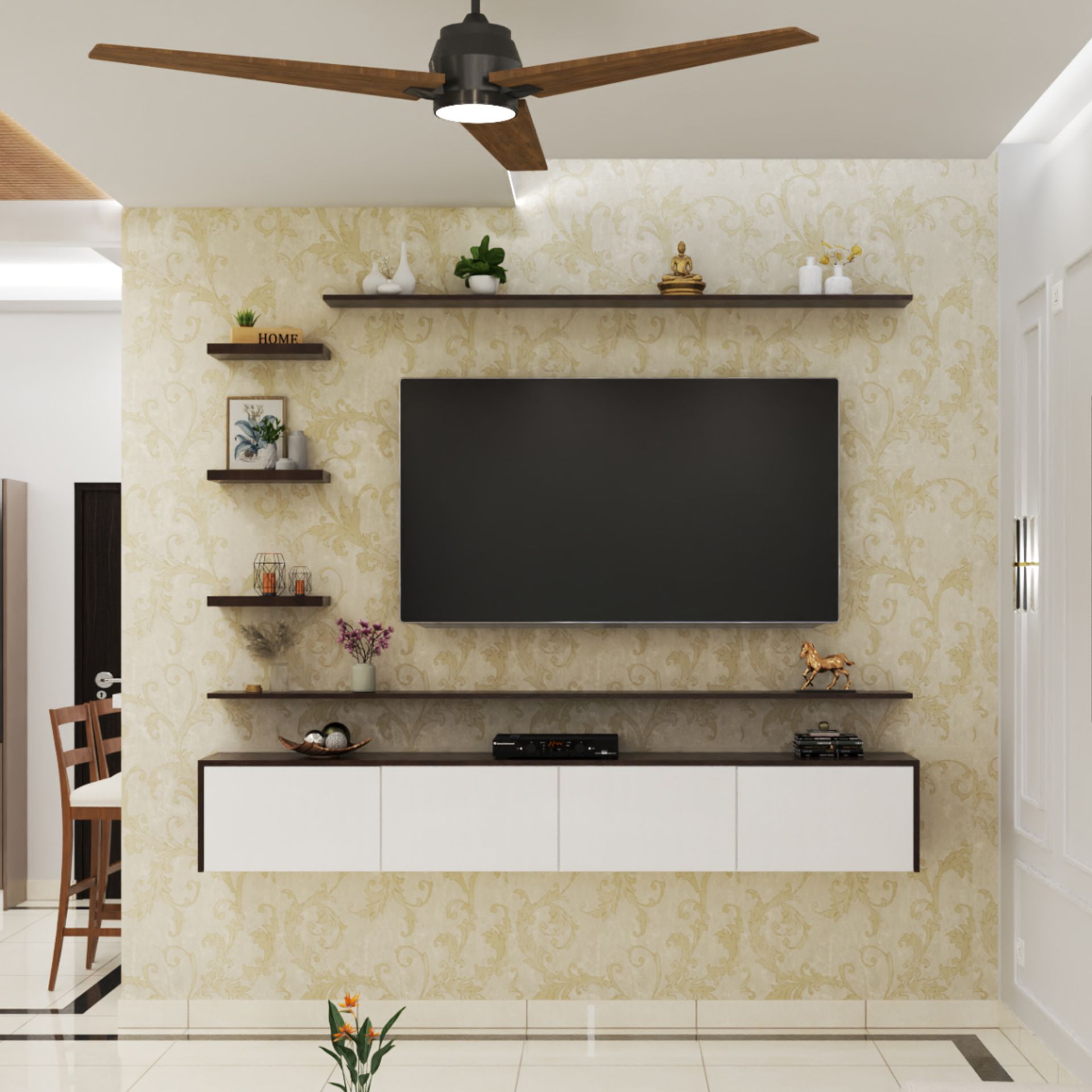 Compact Wall-Mounted TV Unit Design | Livspace