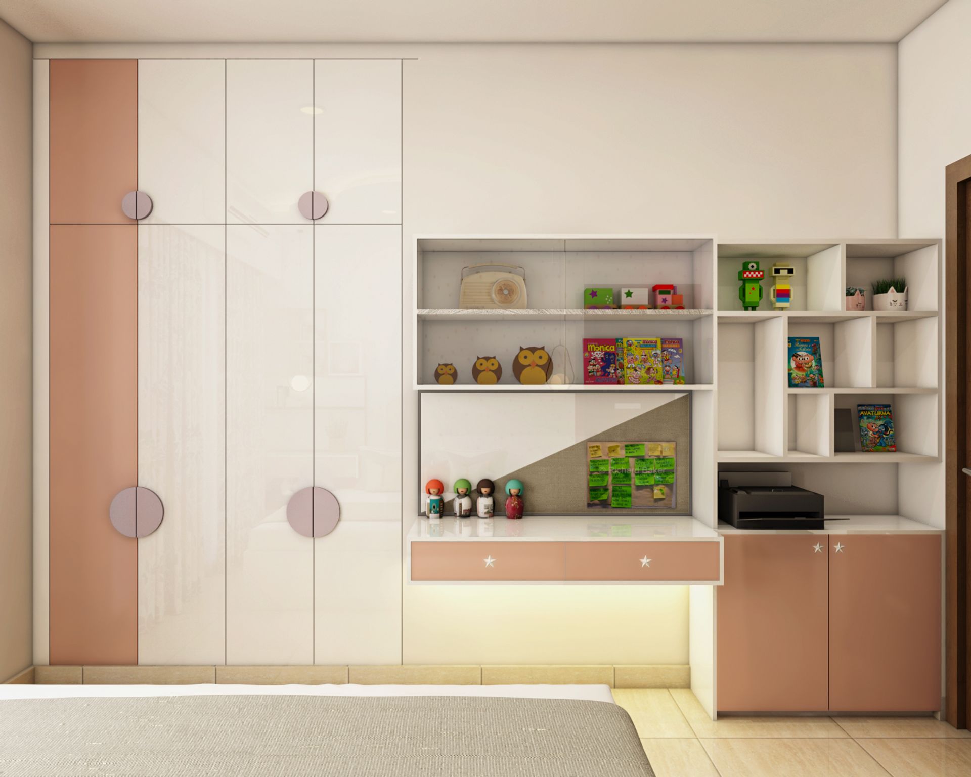 Compact 4-Door Wardrobe Design For Bedrooms | Livspace