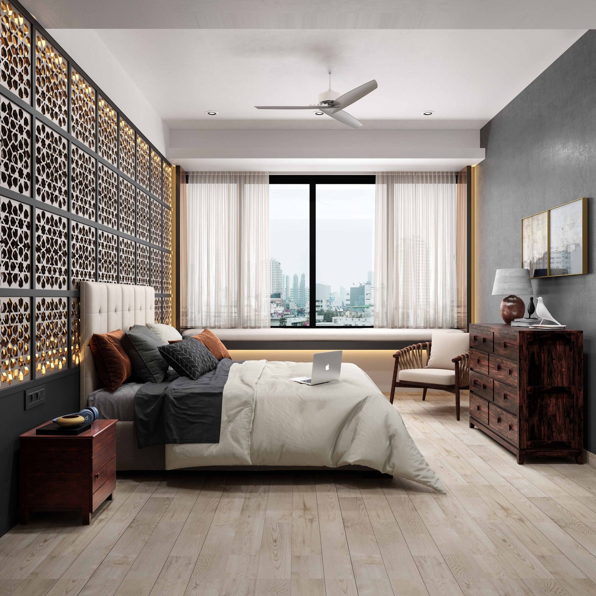 Light Oak Rectangular Flooring Design | Livspace