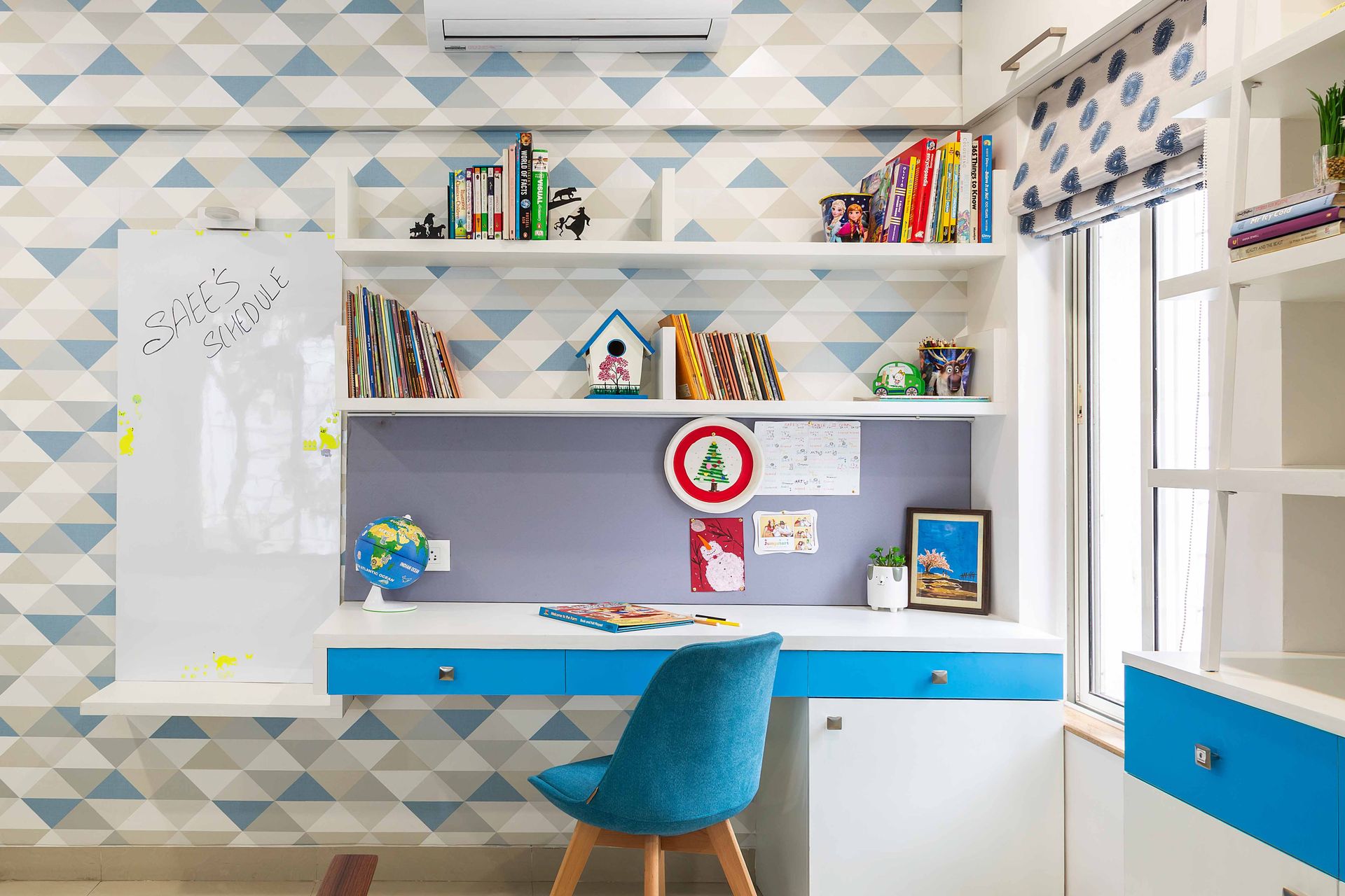 Kids Room Design In Blue And White | Livspace