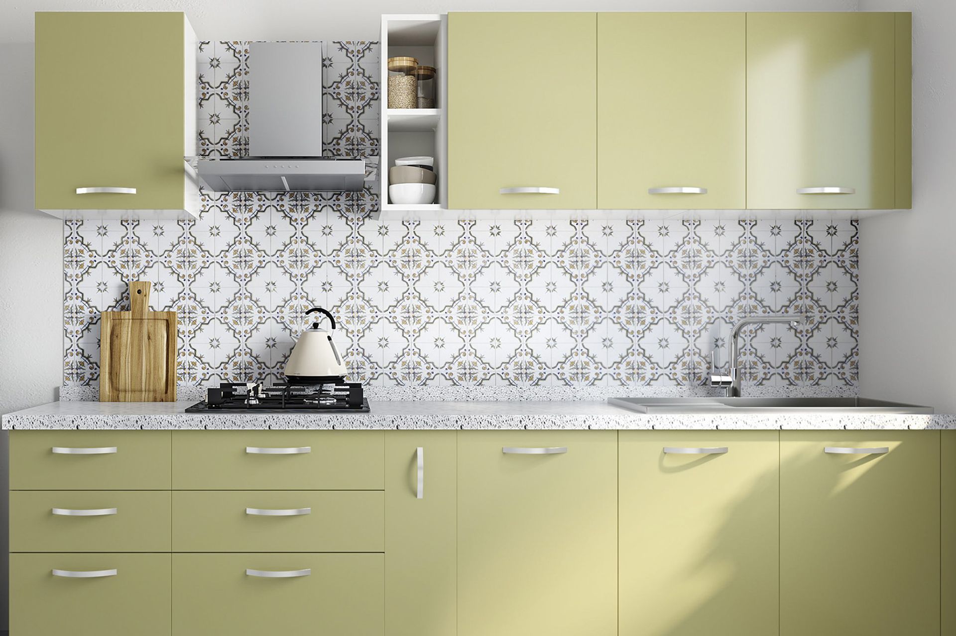 Porcelain Multicoloured Square Kitchen Tile Design | Livspace