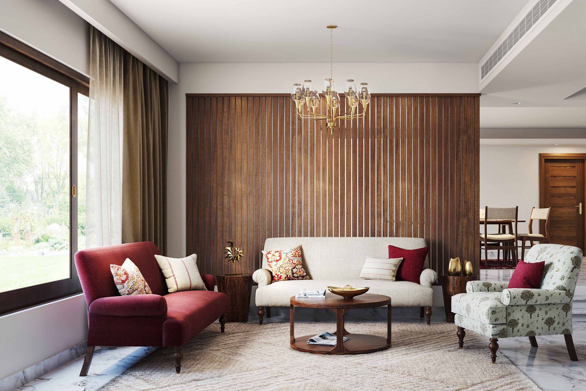 Wall Design With Wooden Planks For Living Rooms | Livspace