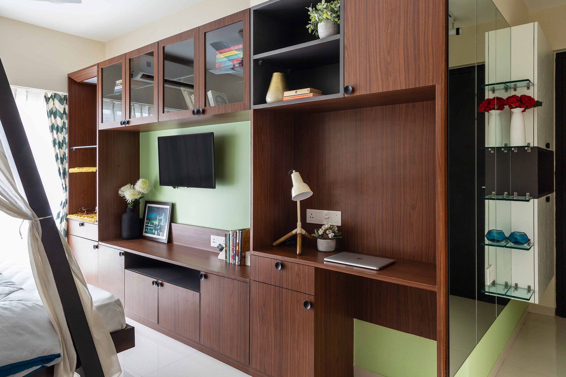 Guest Room Design With Wooden 4-Poster Bed | Livspace