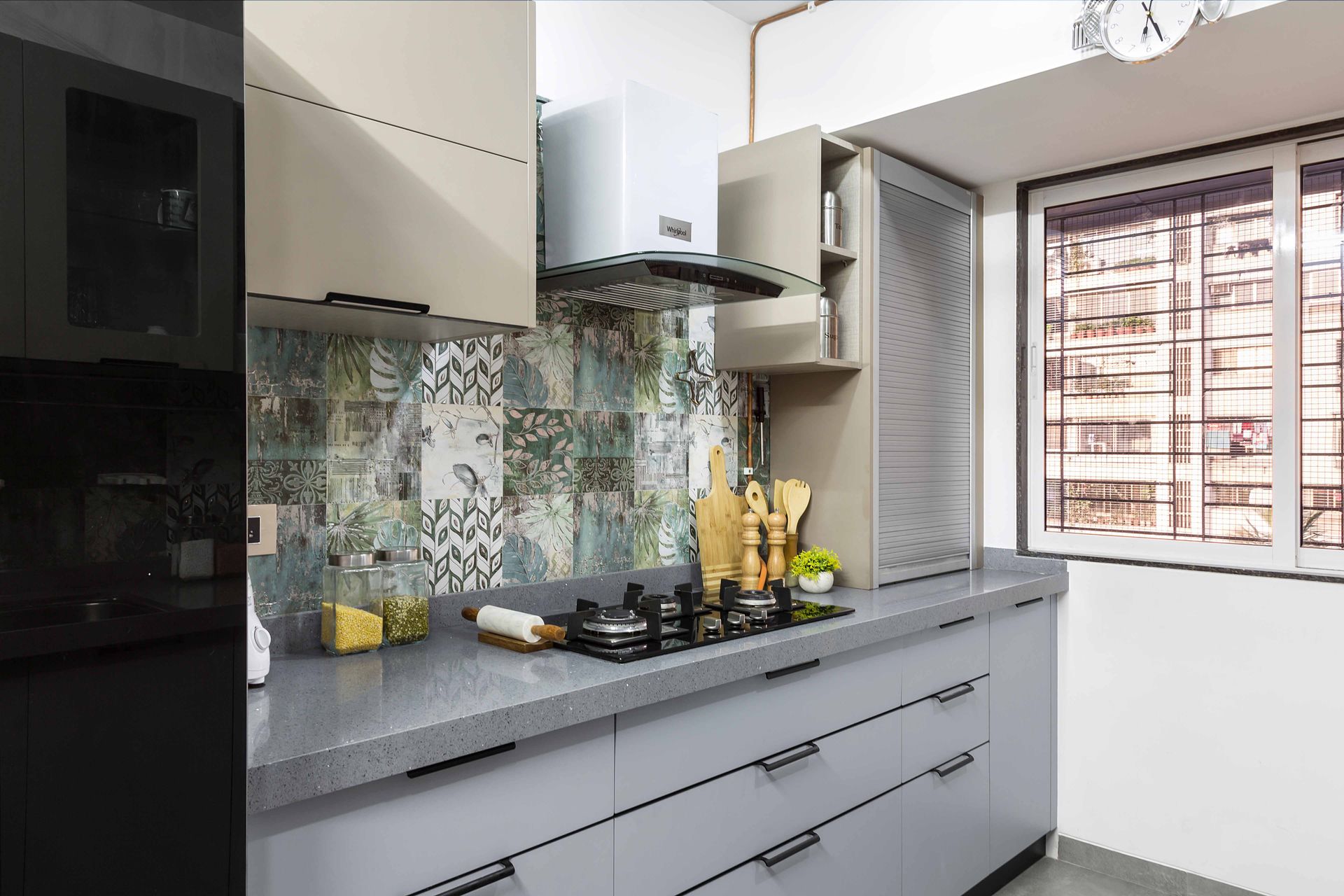 Parallel Kitchen Design With Irish Cream And Silver Frost Cabinets ...