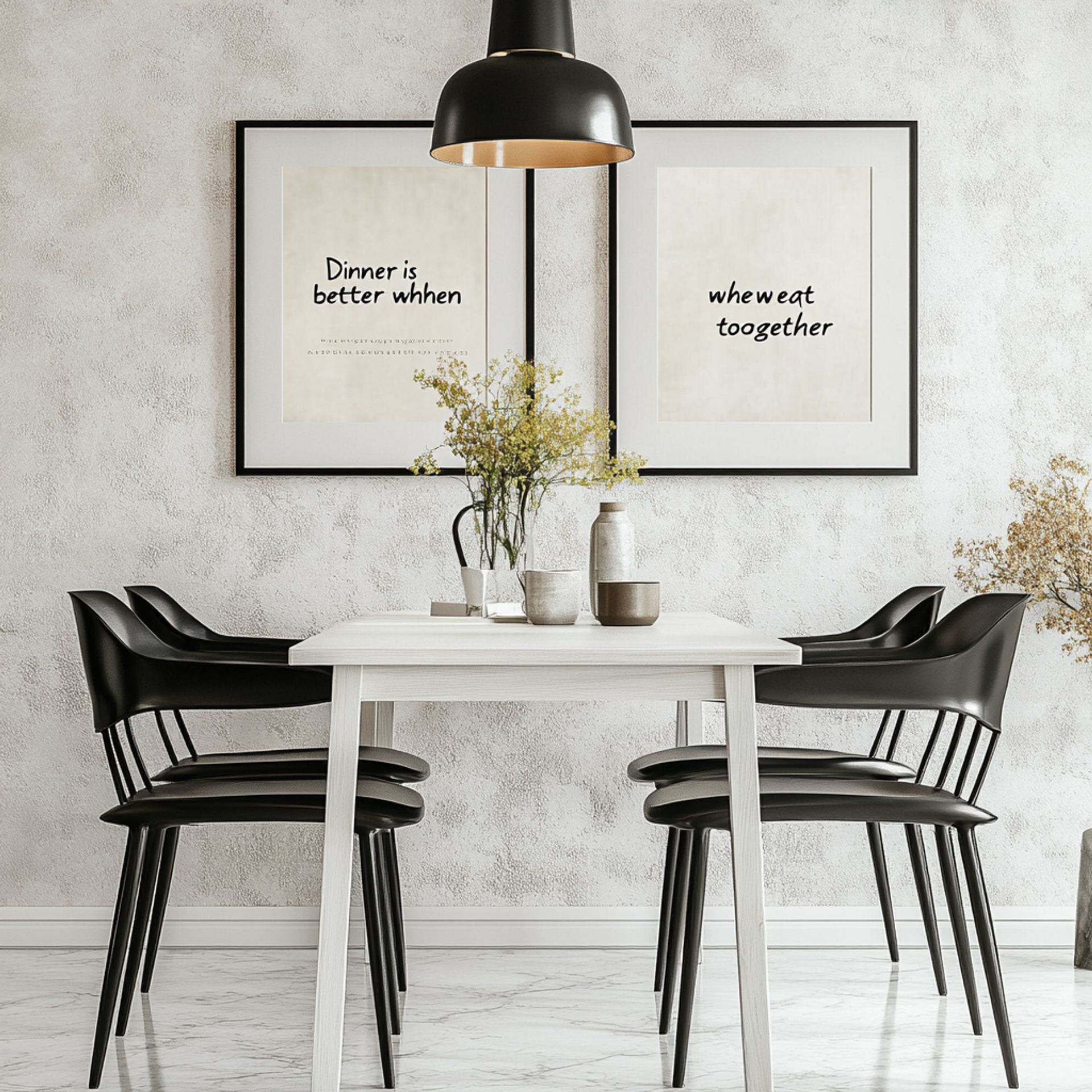 Dining Room Design with Minimal Ambient Lighting, Textured Wallpaper ...