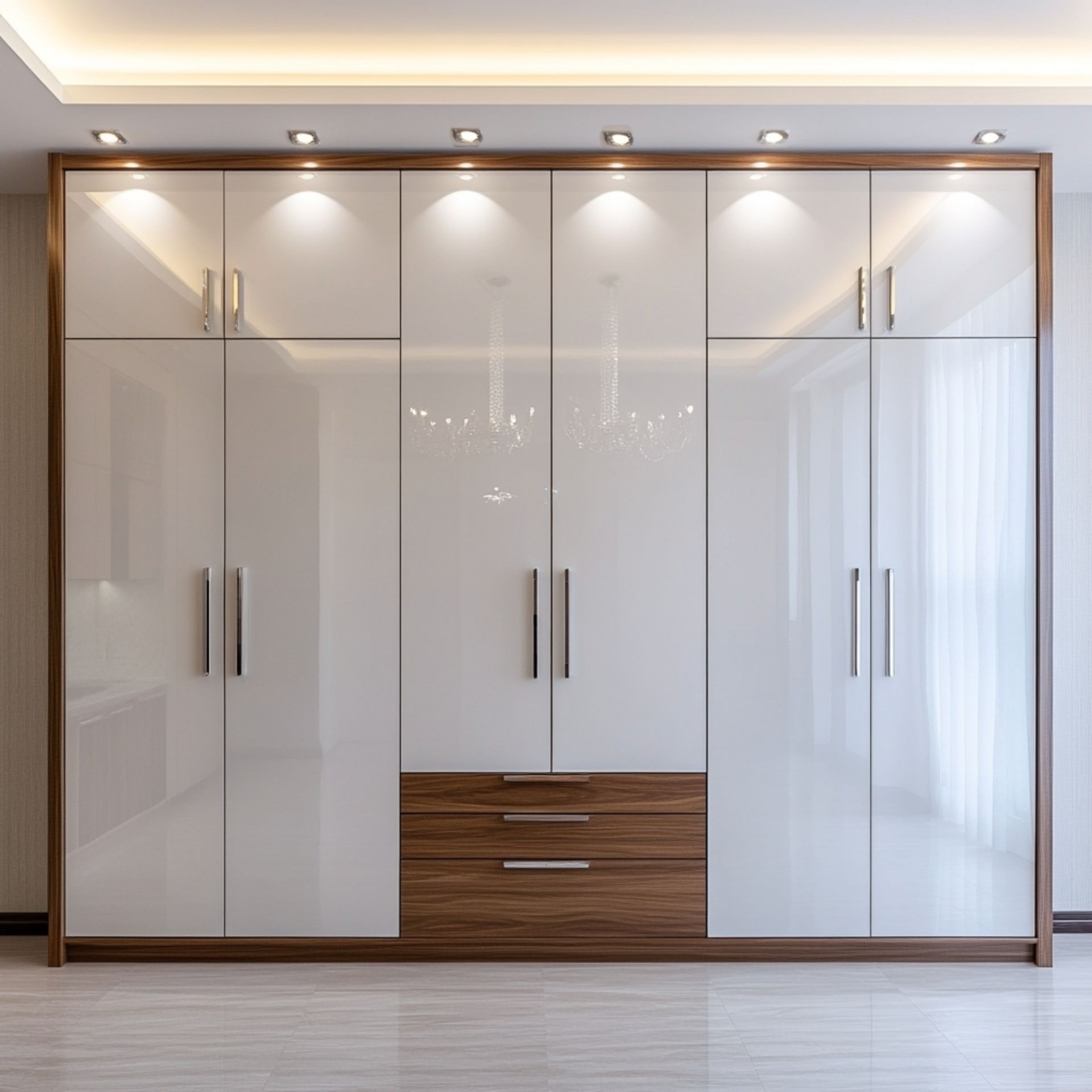 Frosty White Modern 4-Door Wardrobe Design with Laminate High Gloss ...