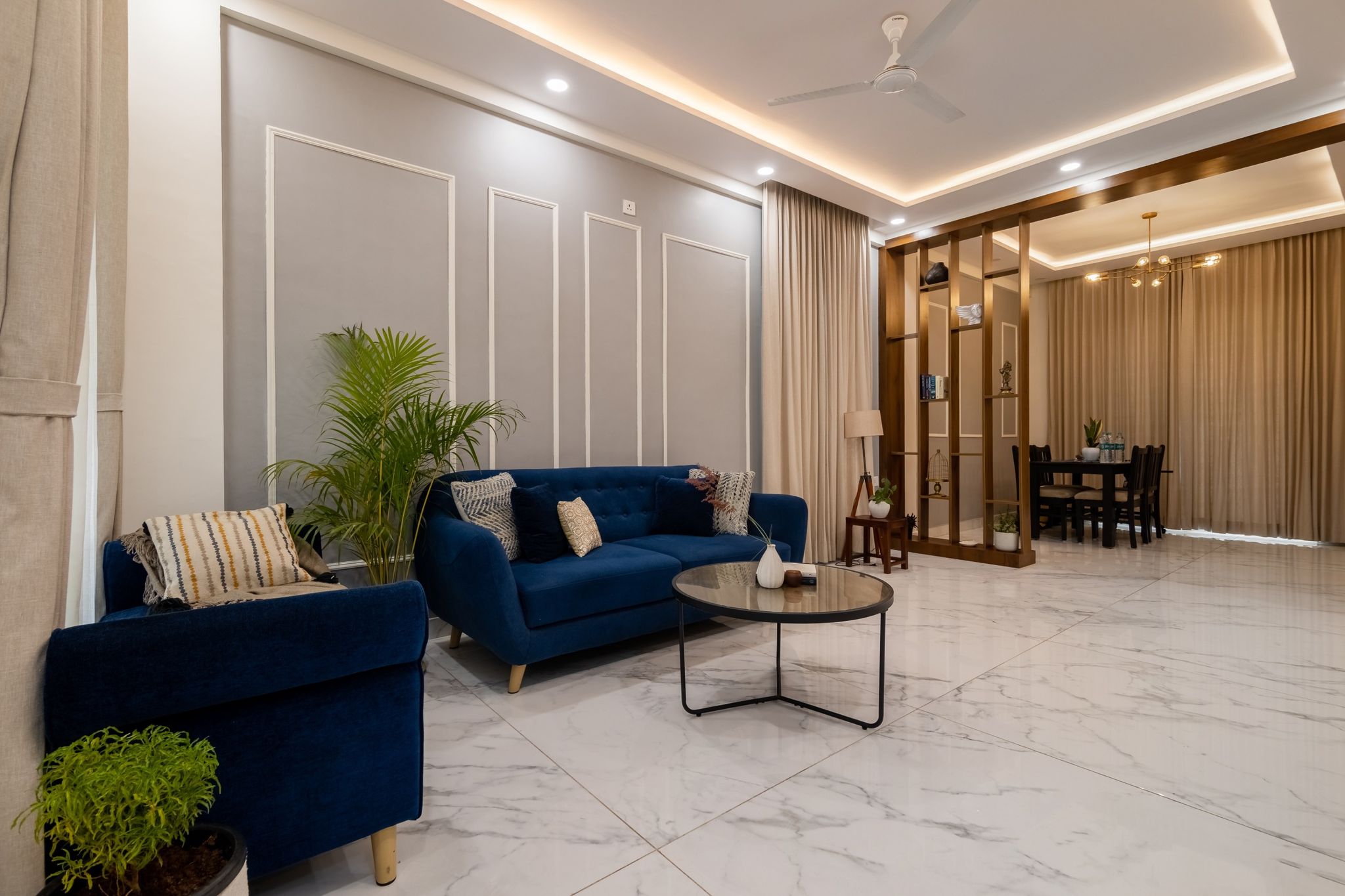 Peripheral False Ceiling Design With Cove Lights | Livspace