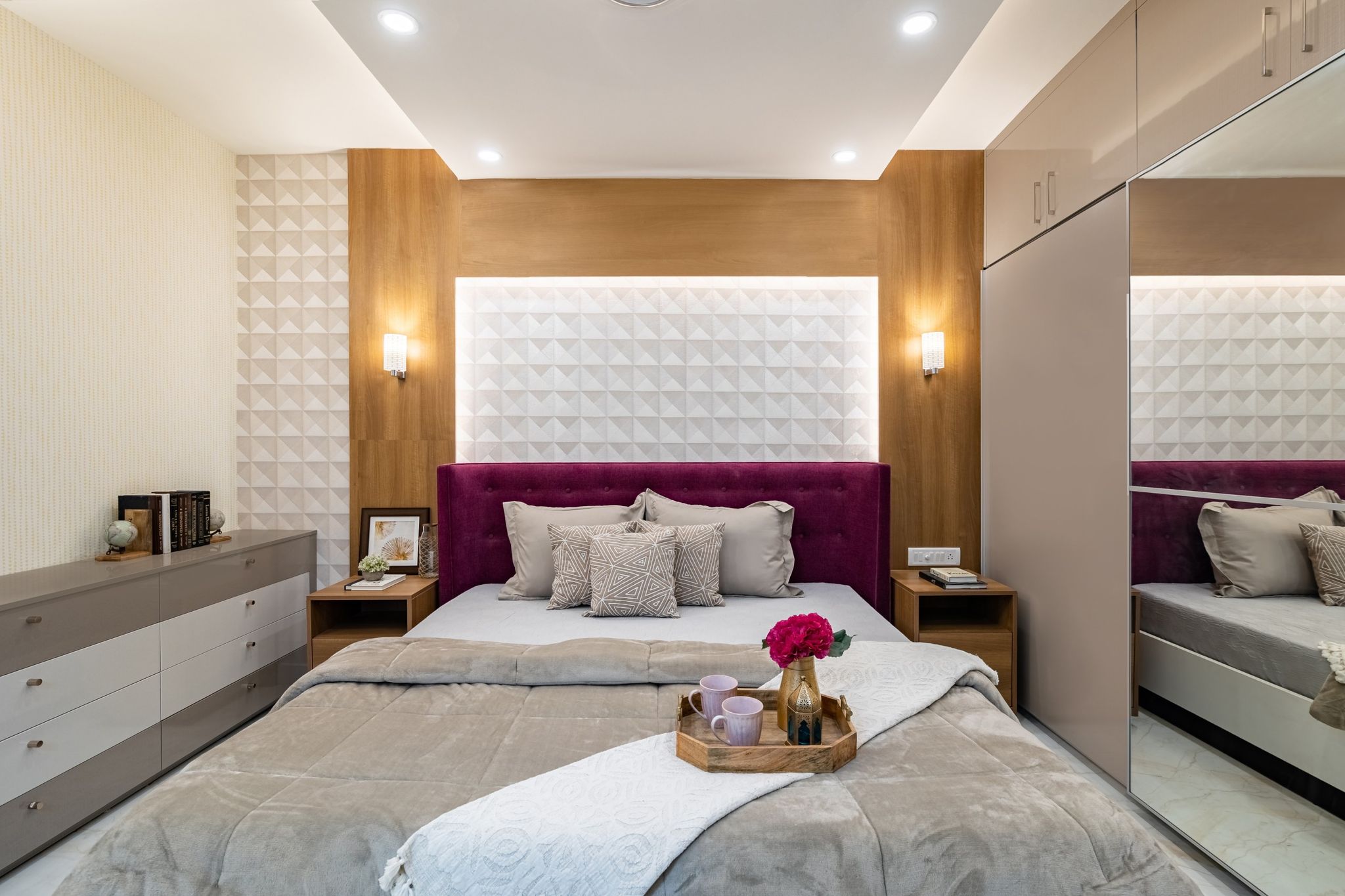 Contemporary Large Drop Down False Ceiling For Bedroom | Livspace