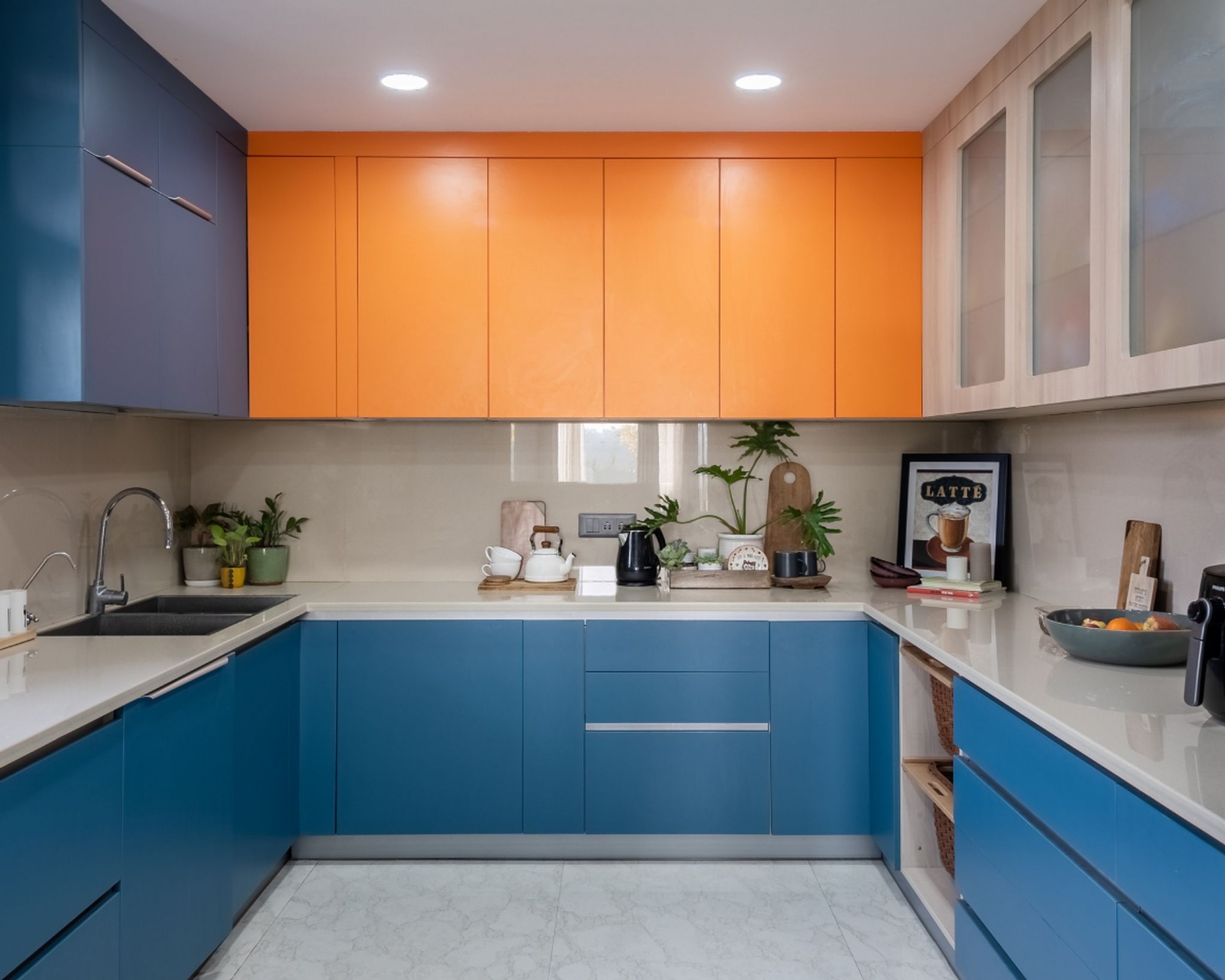 White Kitchen Tiles Design With A Glossy Finish | Livspace
