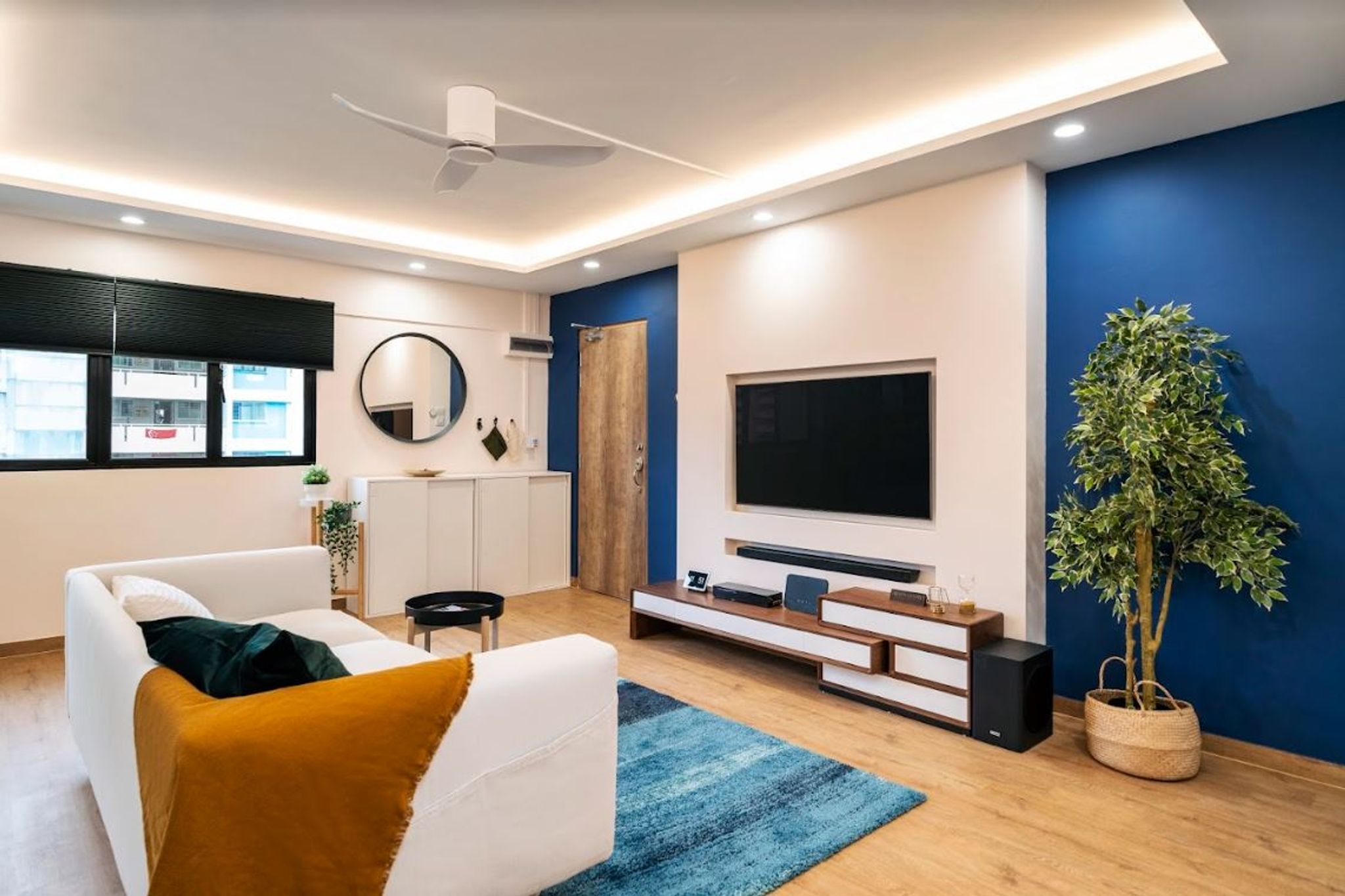 Peripheral False Ceiling With White Cove Lighting | Livspace
