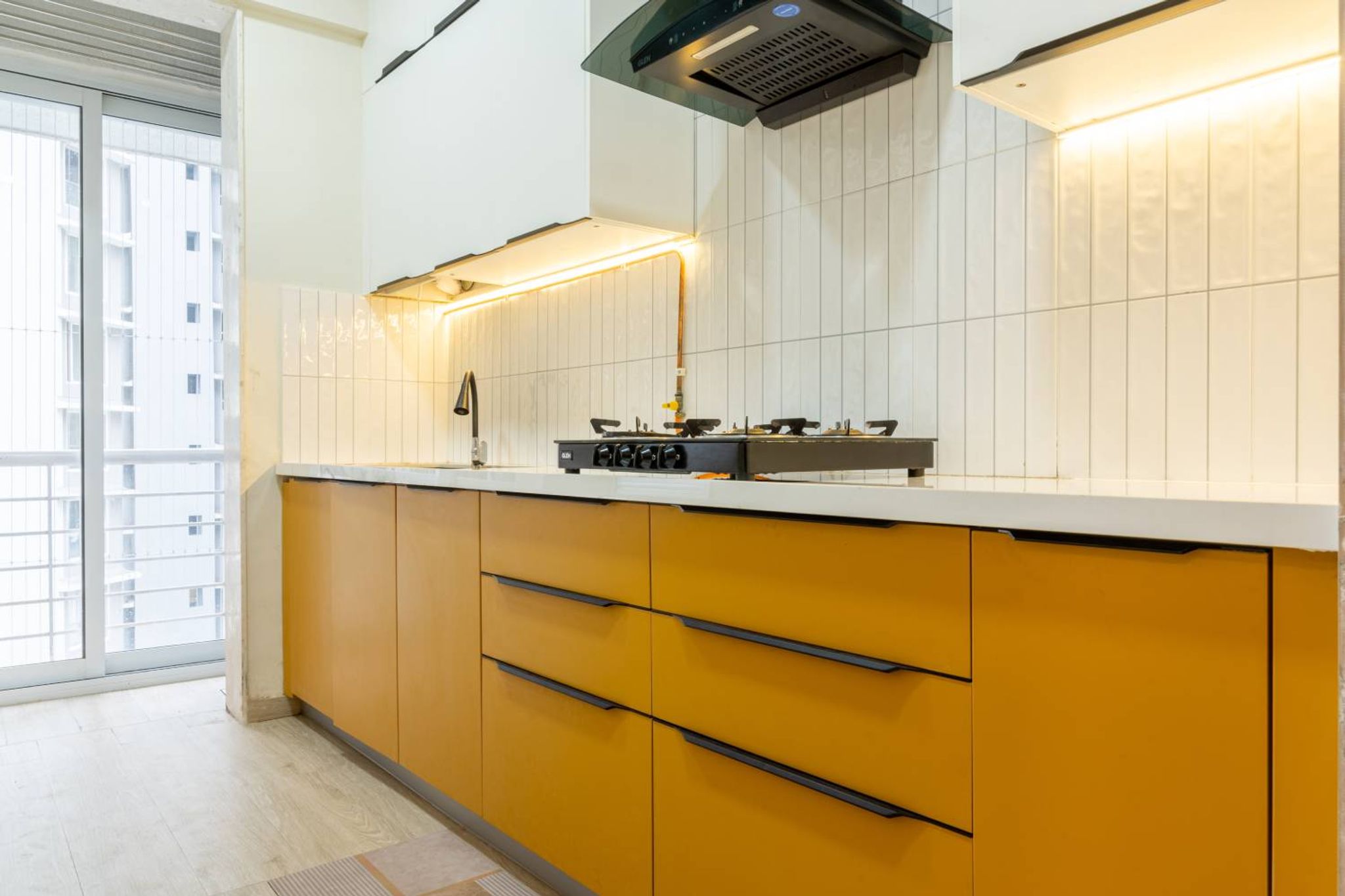 Matte Ceramic Tiles Design: Modern Cream Stacked Design for Kitchens ...