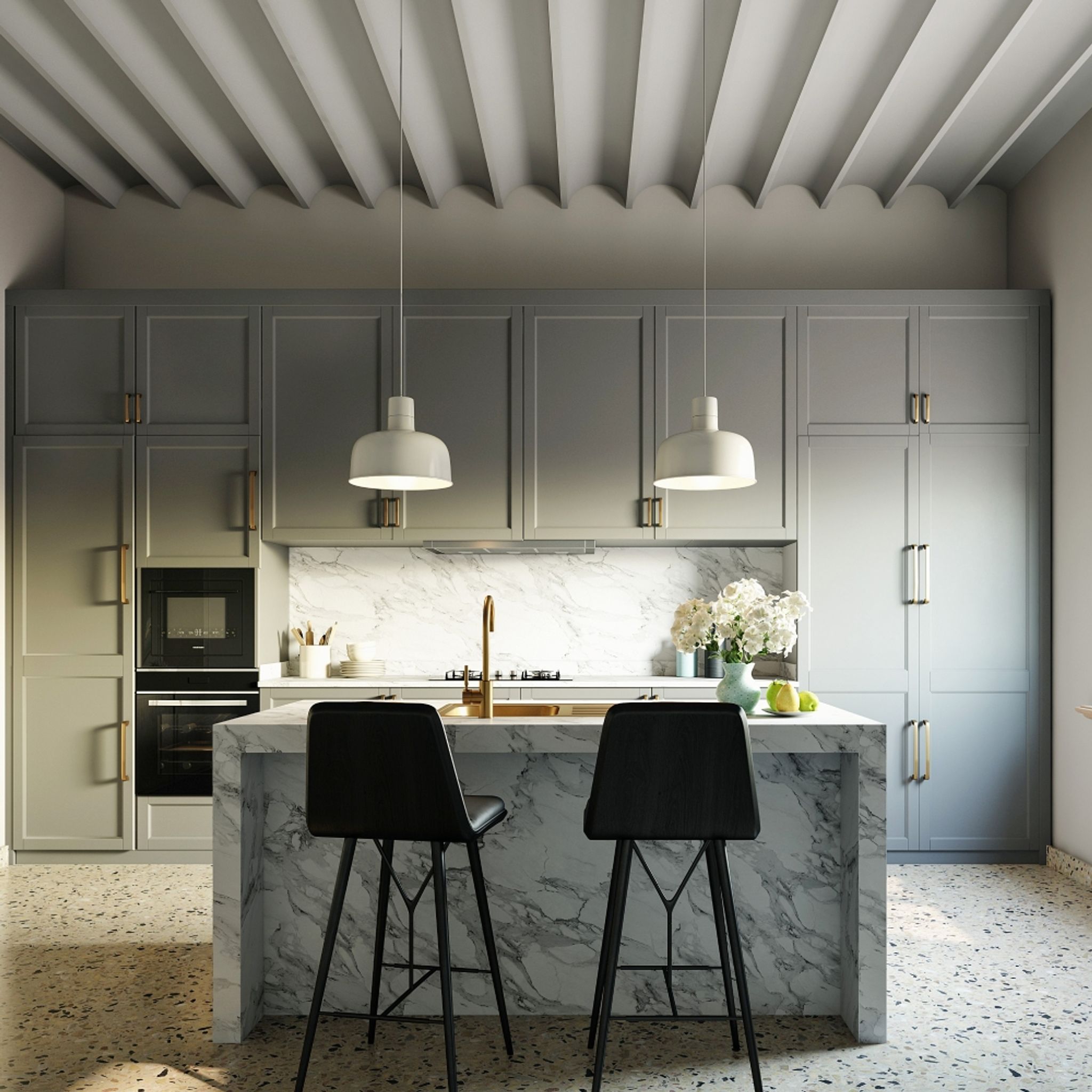 Gypsum False Ceiling With Pendant Lights | Livspace