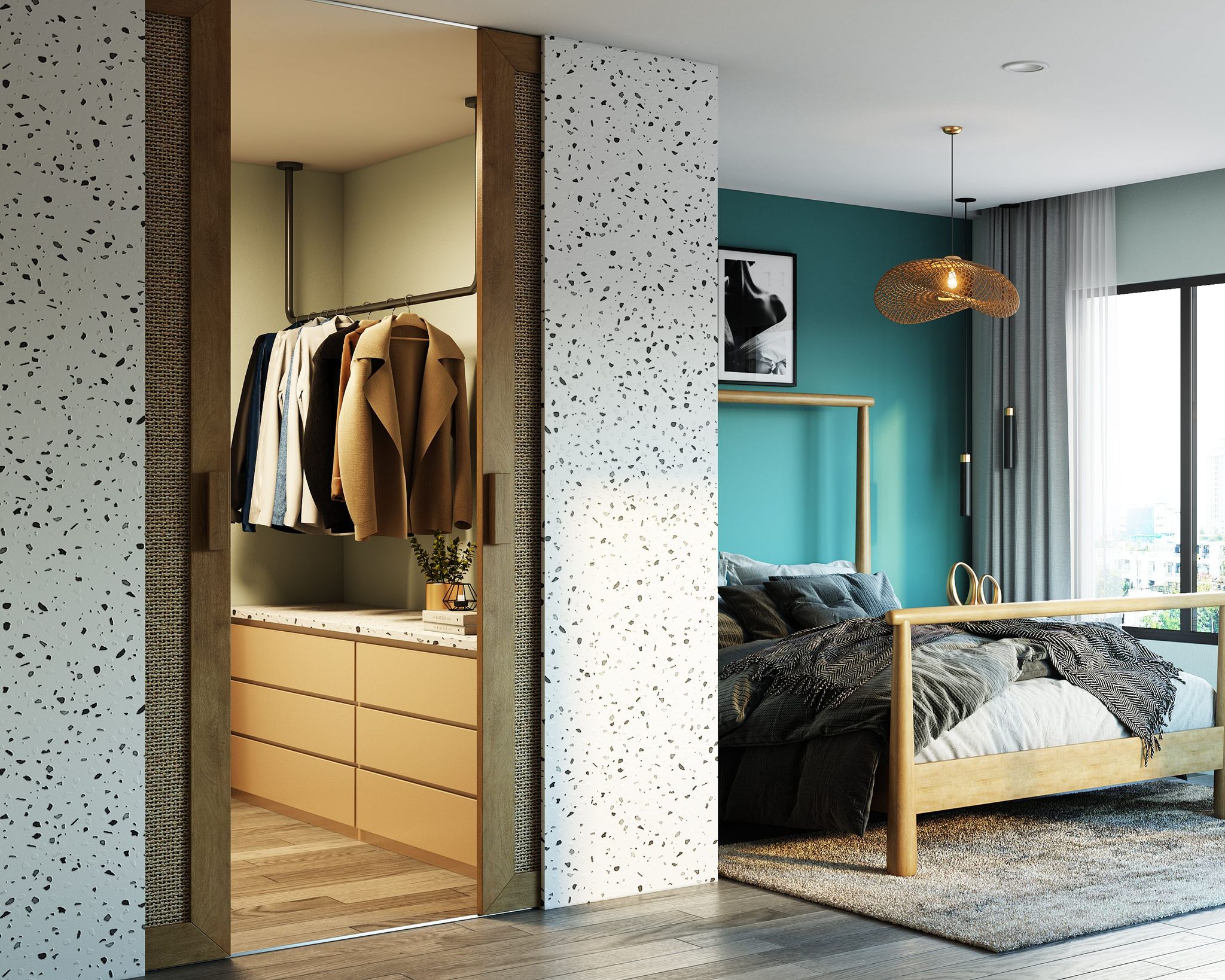 Stylish Brown Open Wardrobe Design | Livspace