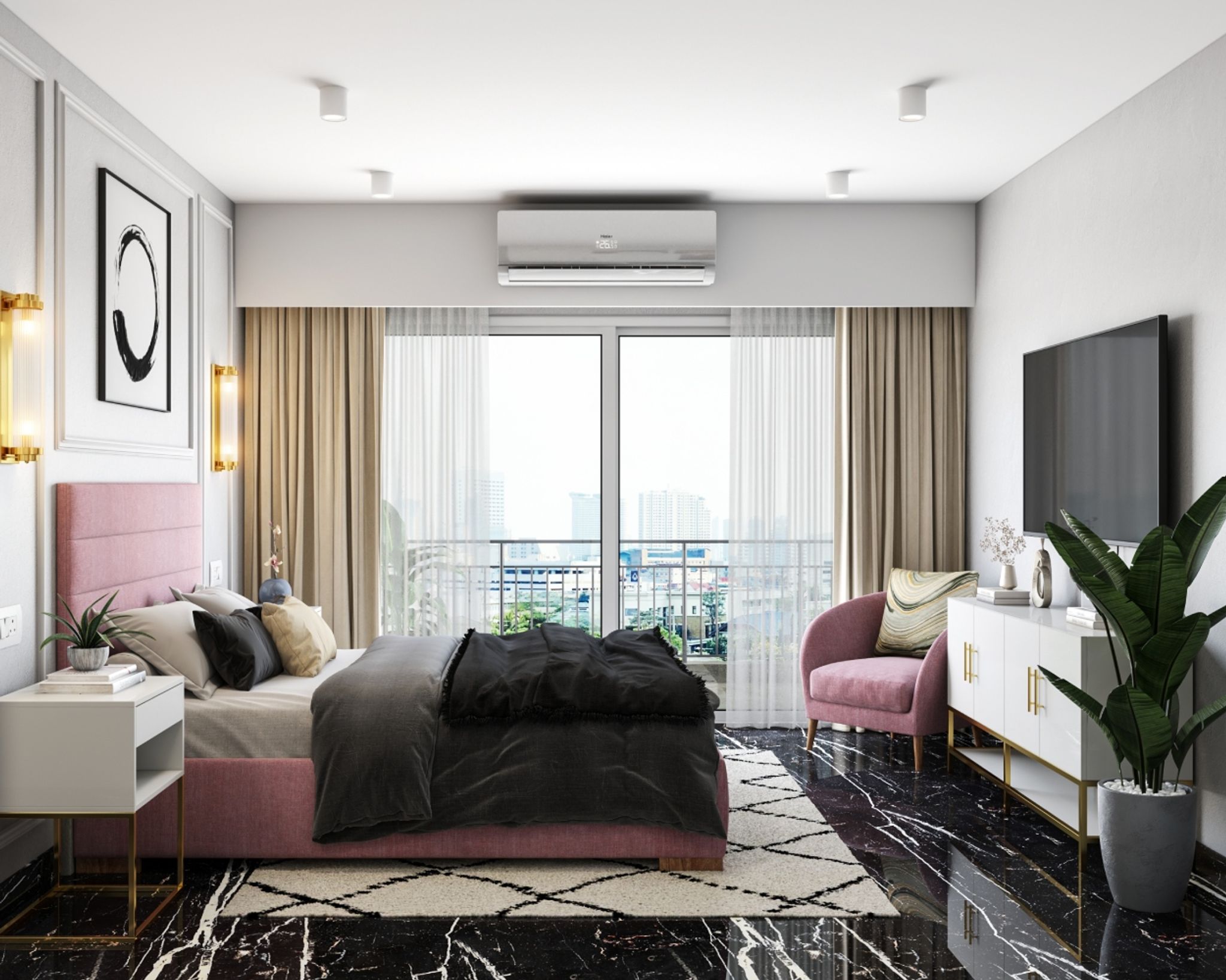 Dual-Tone Flooring With A Glossy Finish | Livspace