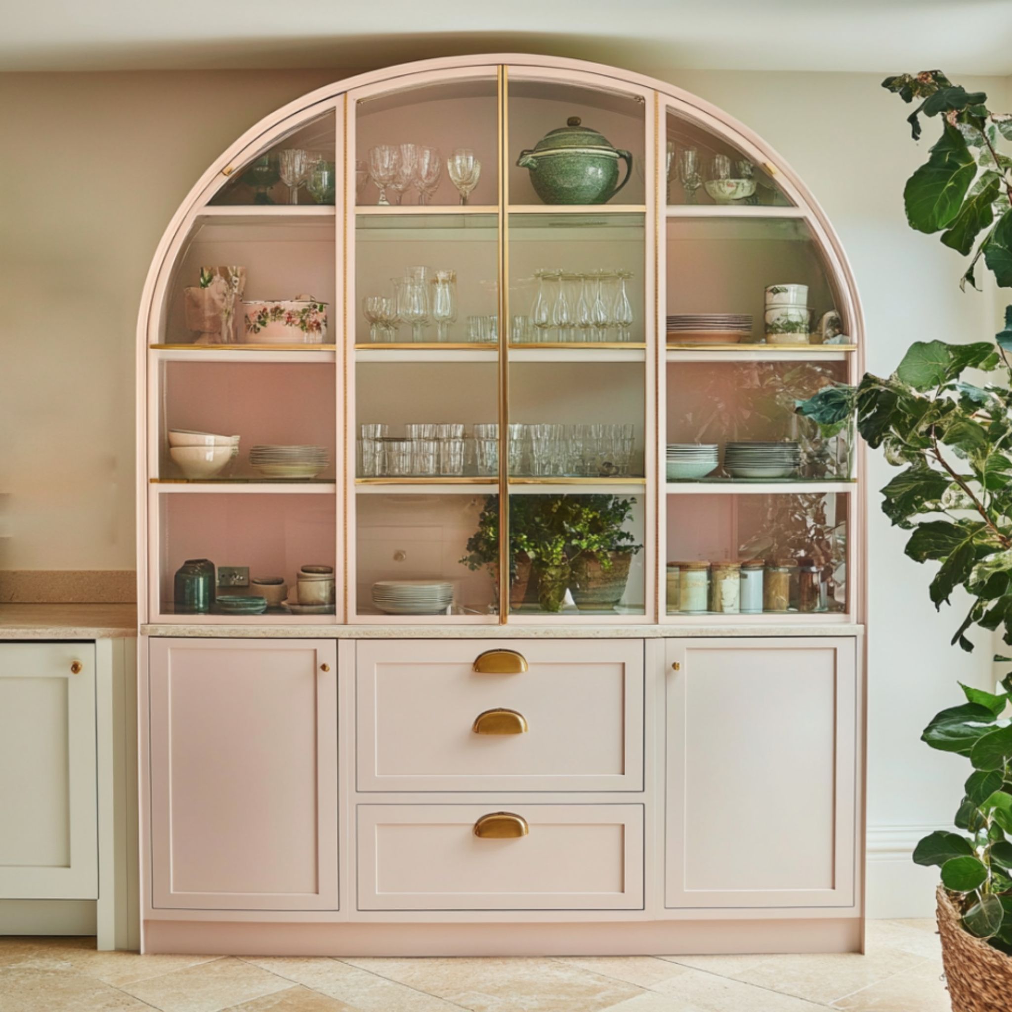 Loto Crockery Unit Design with Modern Drawers and Suede Finish Glass ...