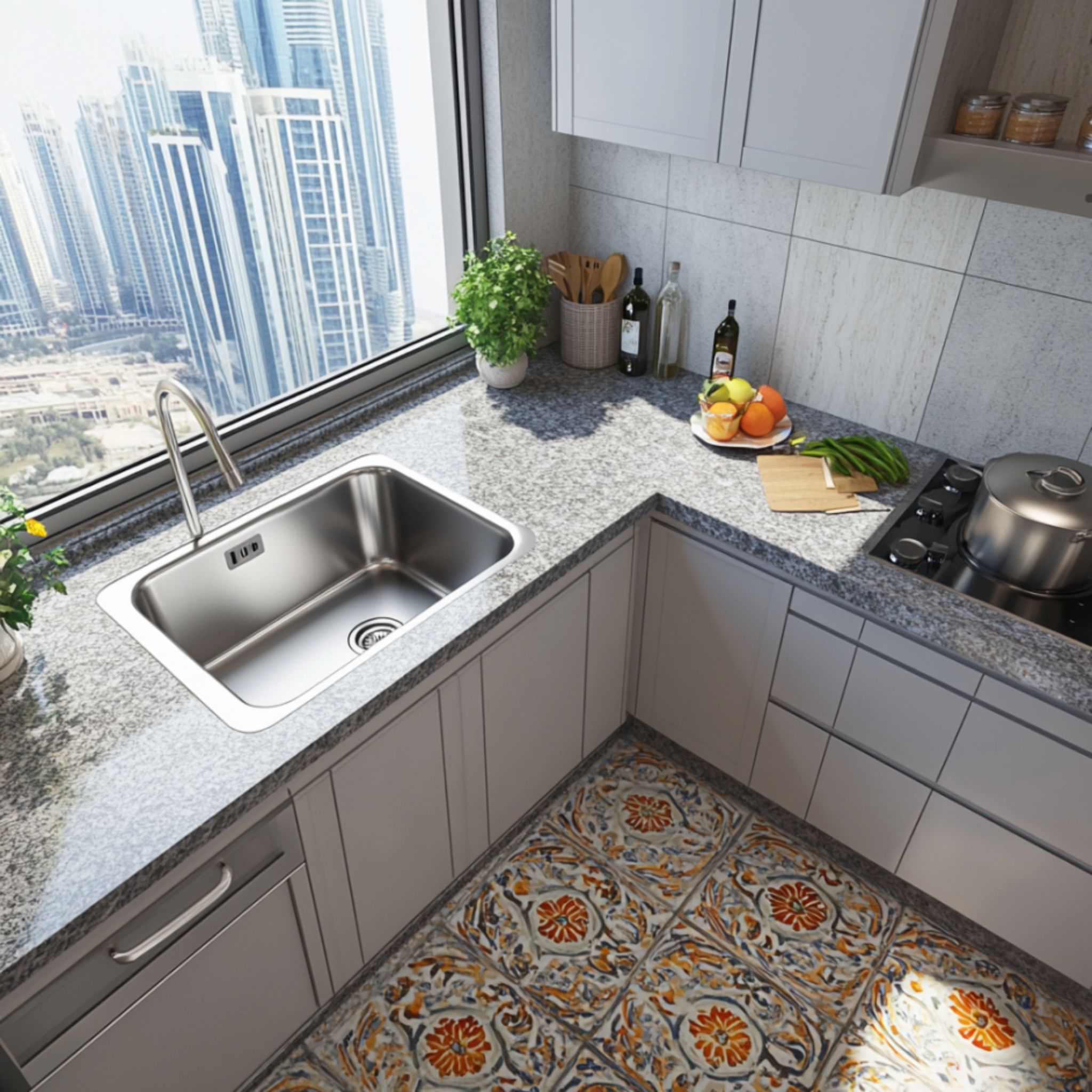 Stainless Steel Flush Mount Kitchen Sink Design with Single Bowl Design ...