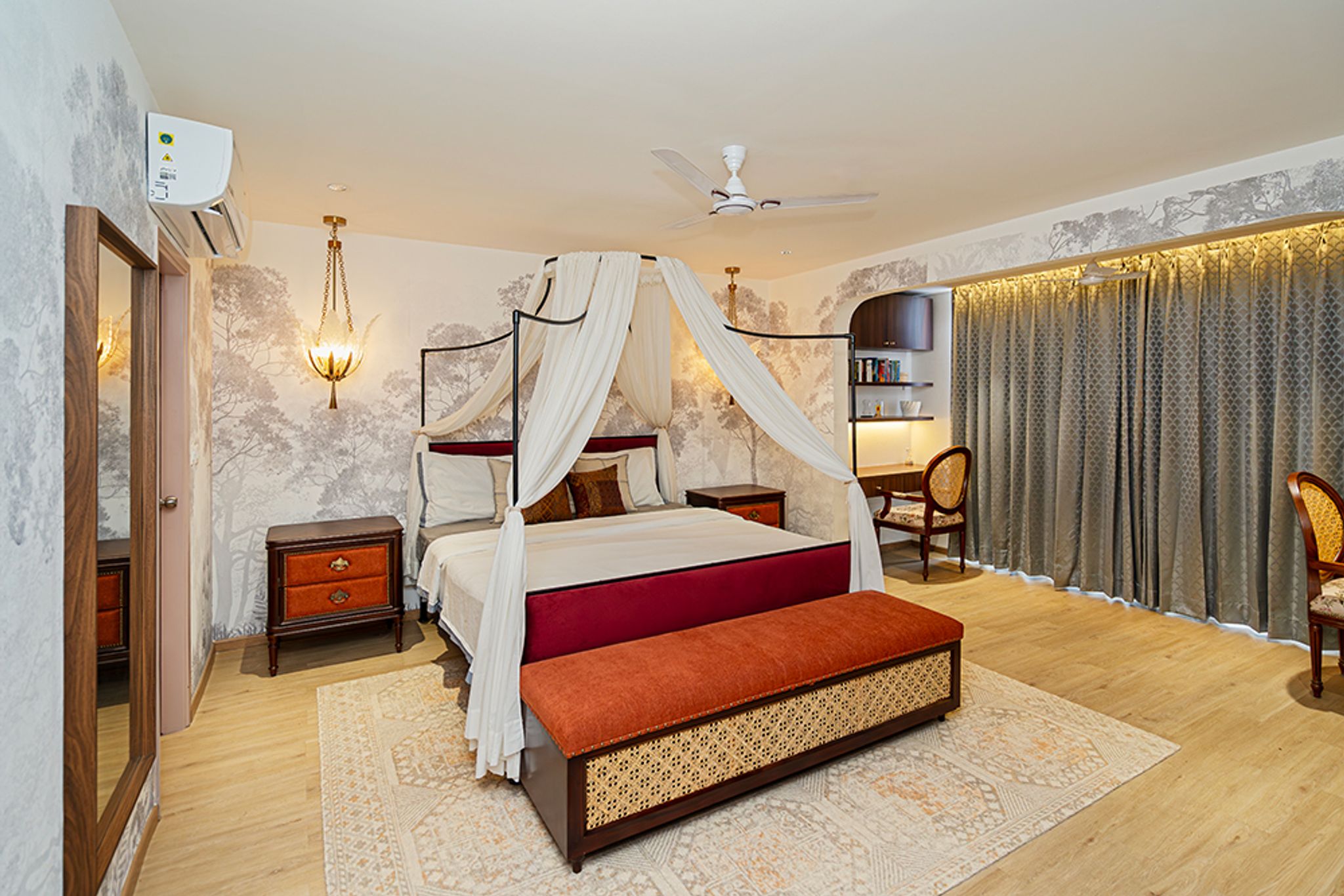 Classic Master Bedroom Design with Four-Poster Canopy Bed and Grayscale ...
