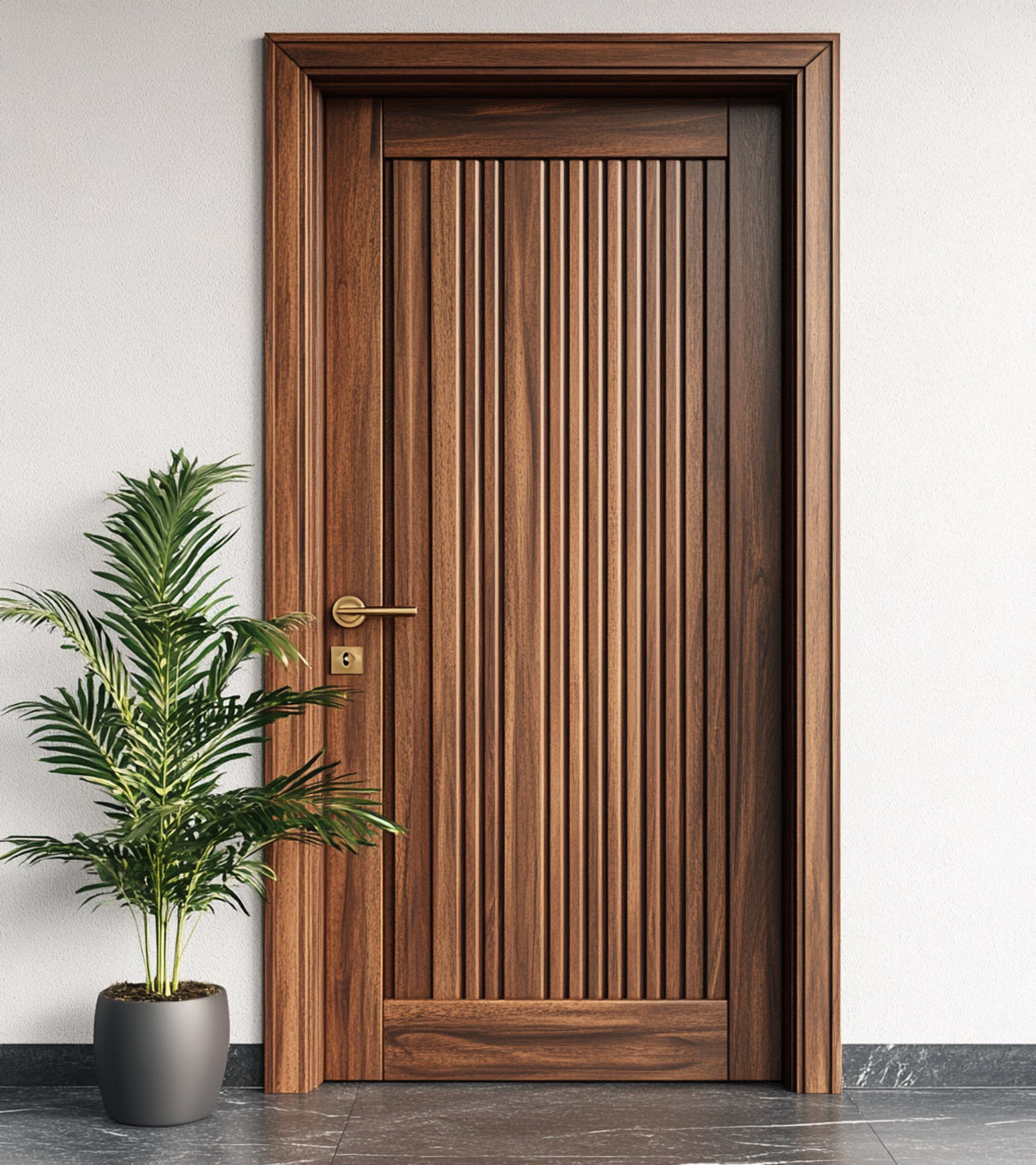 Contemporary Entrance Single Swing Door Design with Matte Finish | Livspace
