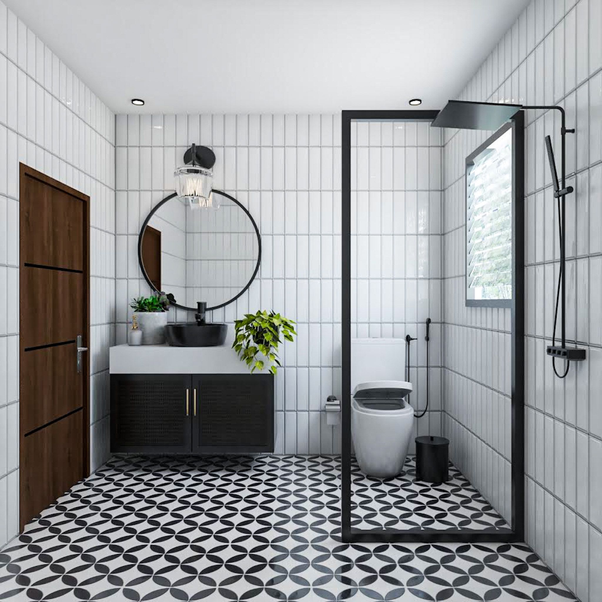Compact Bathroom Design With Shutter Storage | Livspace