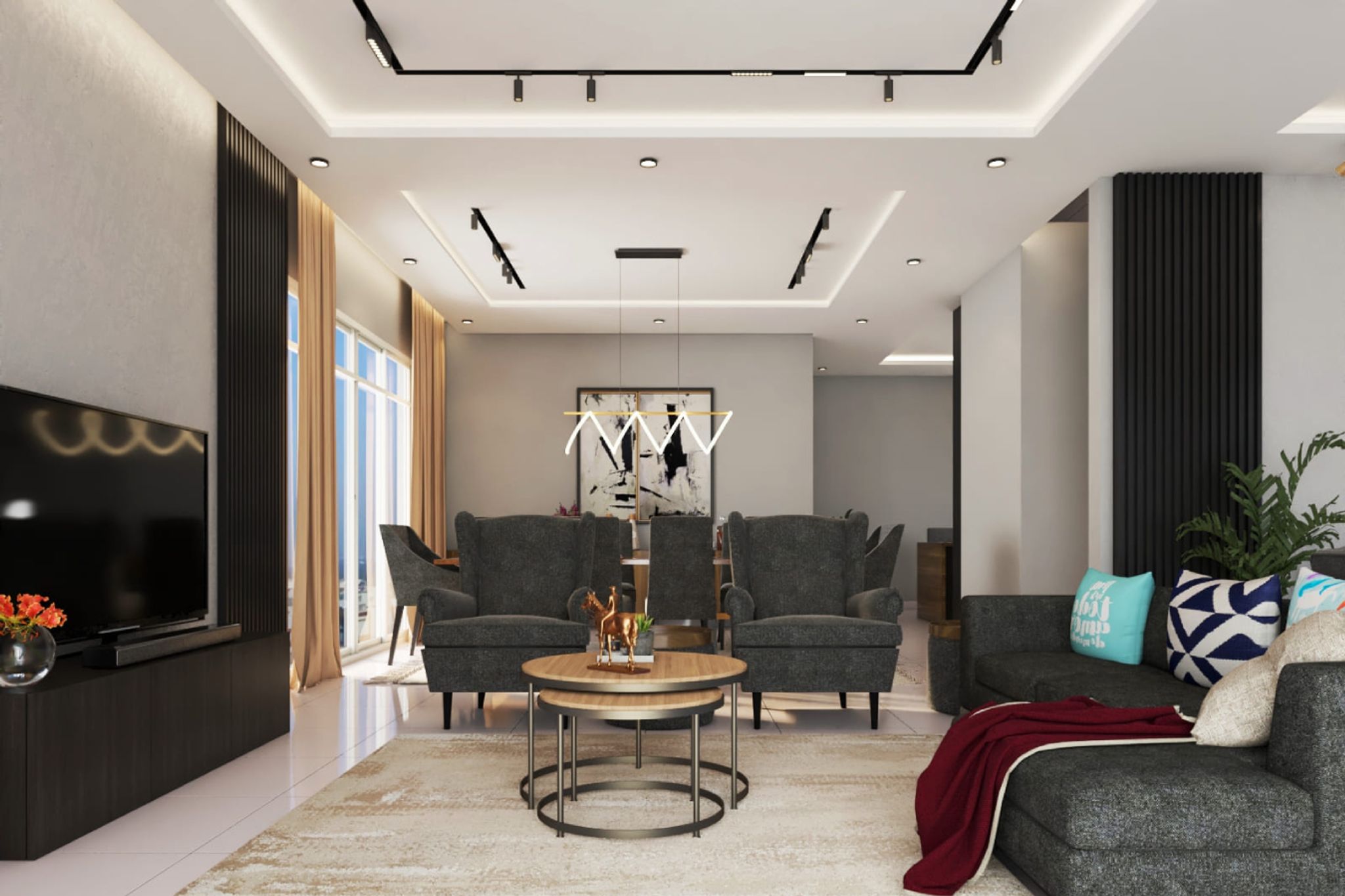 Single-Layered False Ceiling With A Painted Finish | Livspace