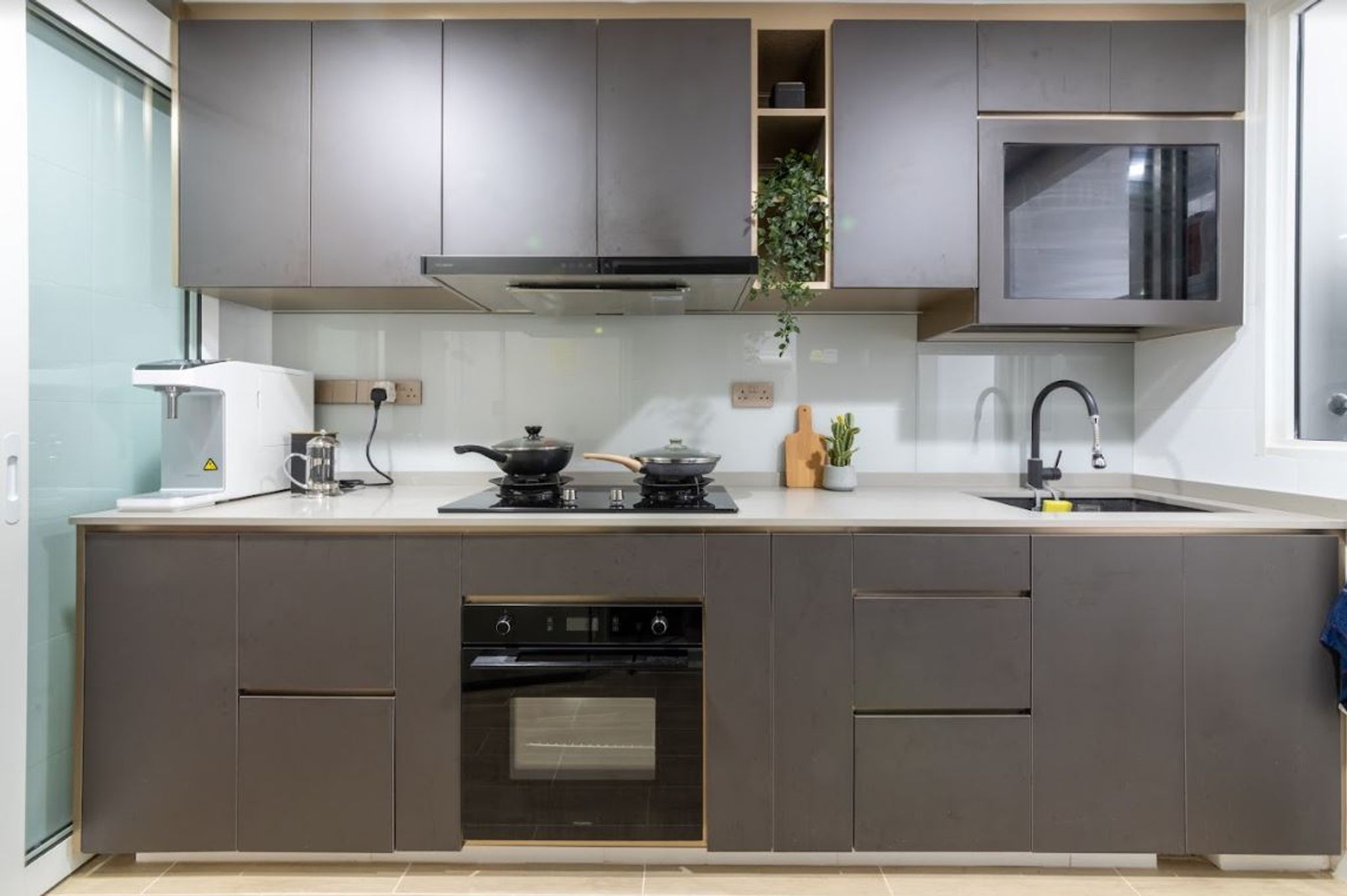 Compact Modern Kitchen Design In Grey | Livspace