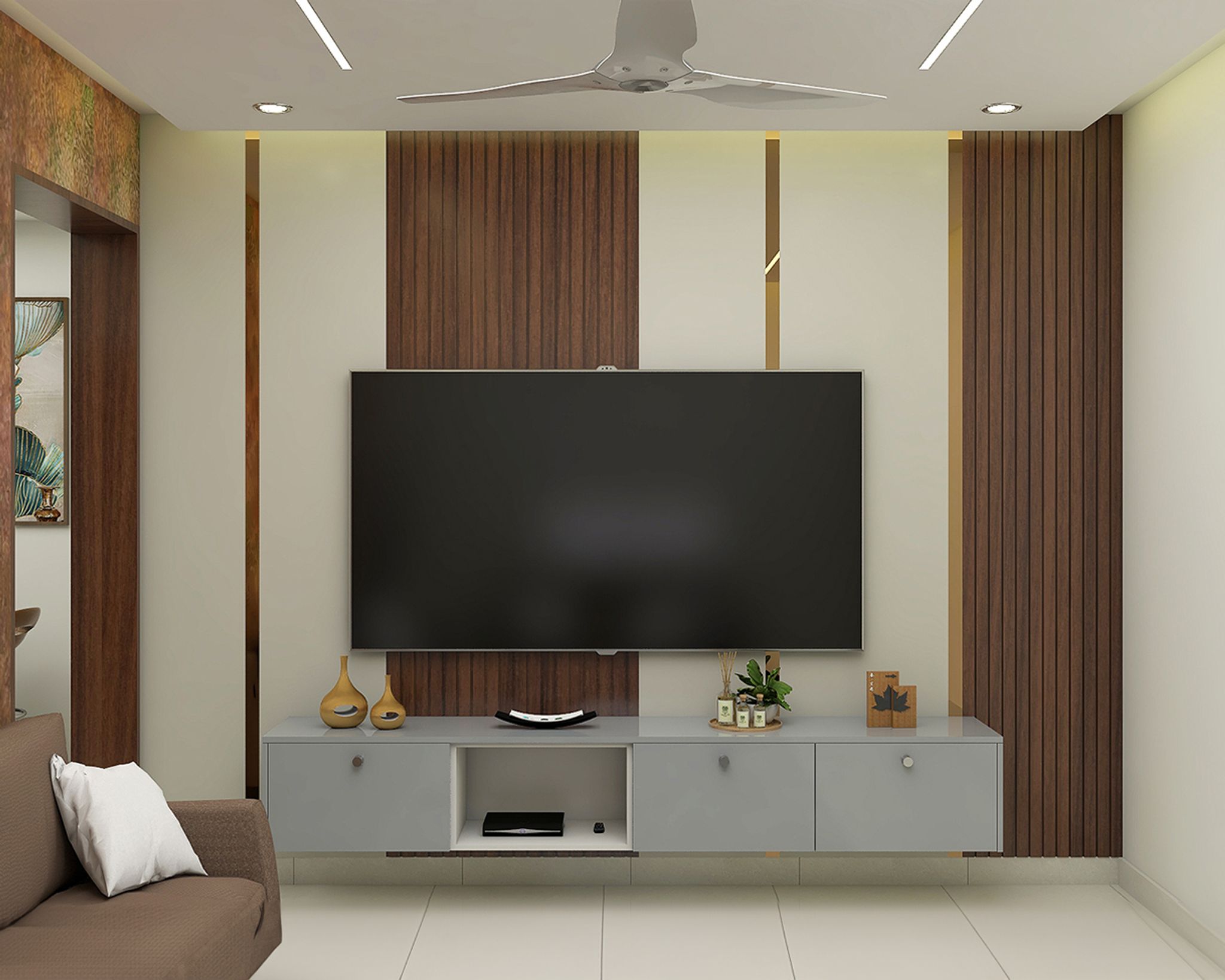Stylish Modern TV Unit Design with Silver Frost Base, Wall-Mounted ...
