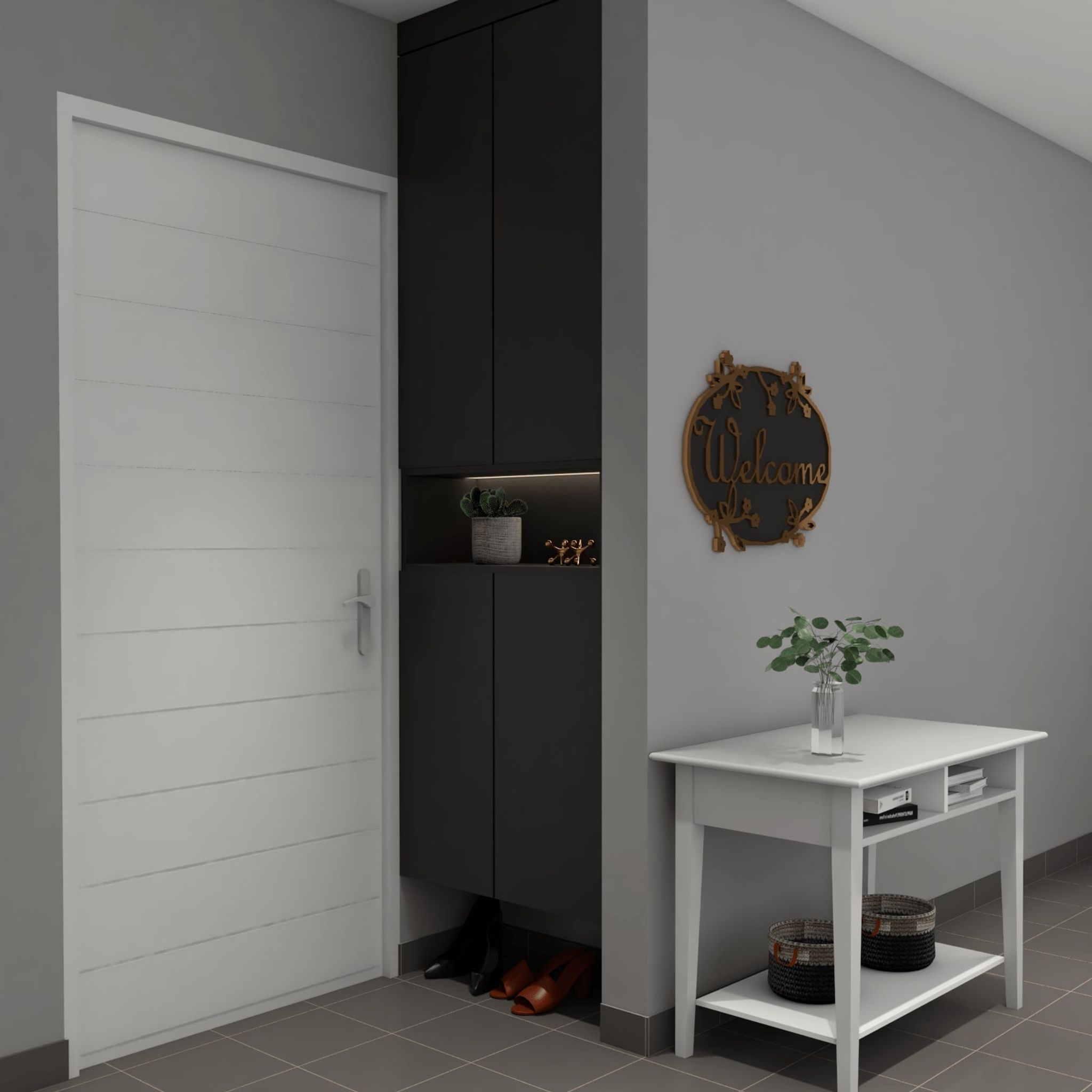 Contemporary Foyer Design With Compact Decor | Livspace