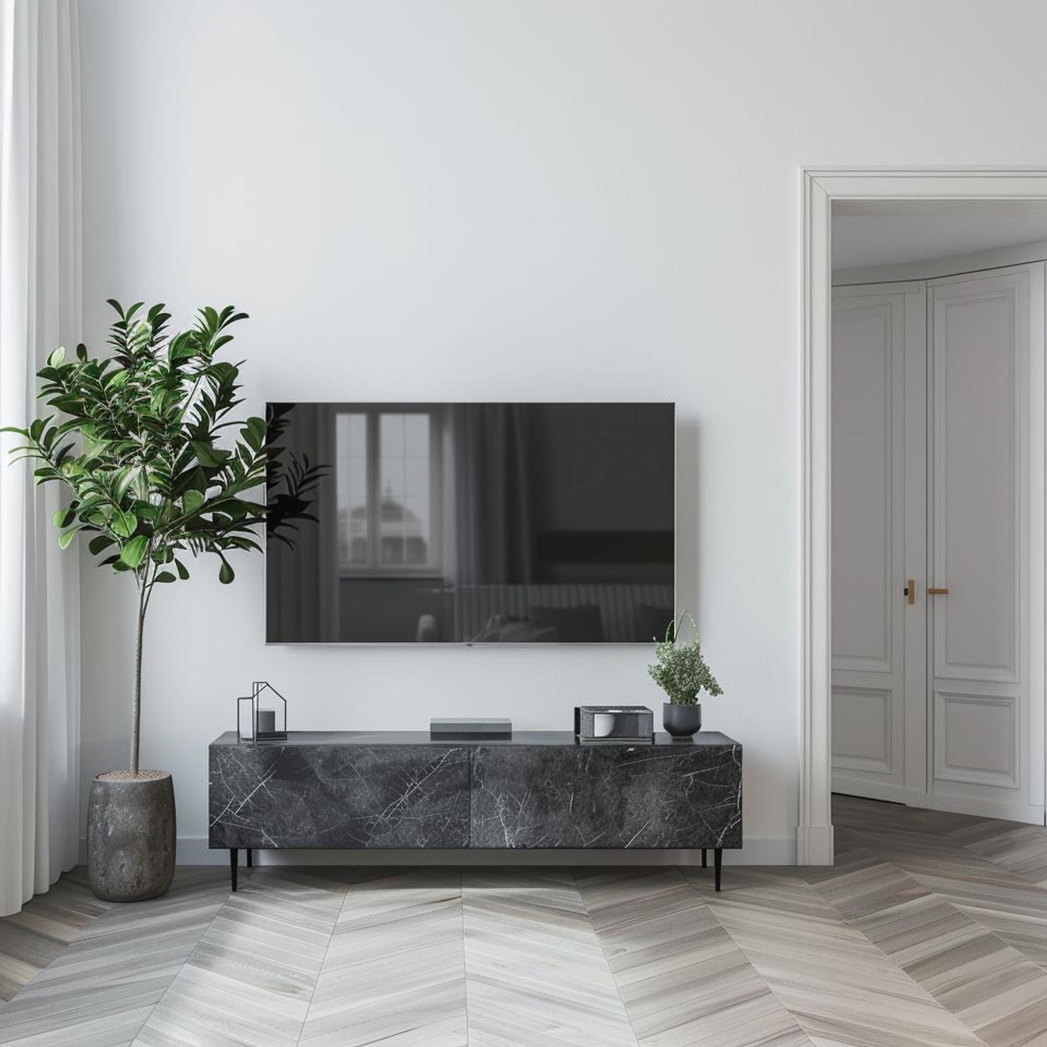 "Elegant Contemporary TV Unit Design with Floor Mounted Unit and Push ...