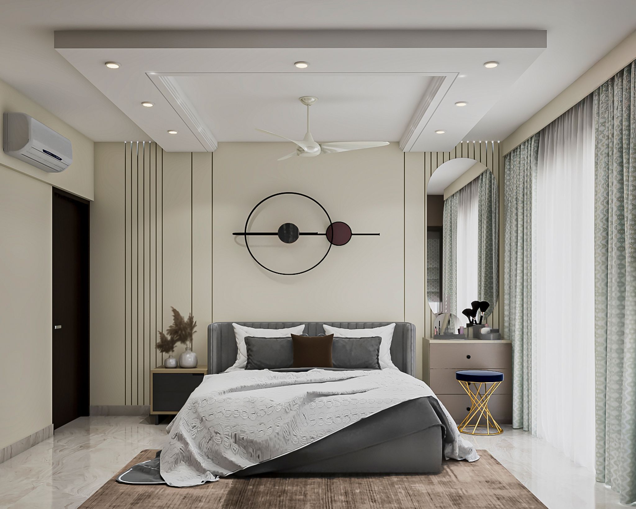 Modern Square Gypsum False Ceiling Design with Painted Finish and Spot ...