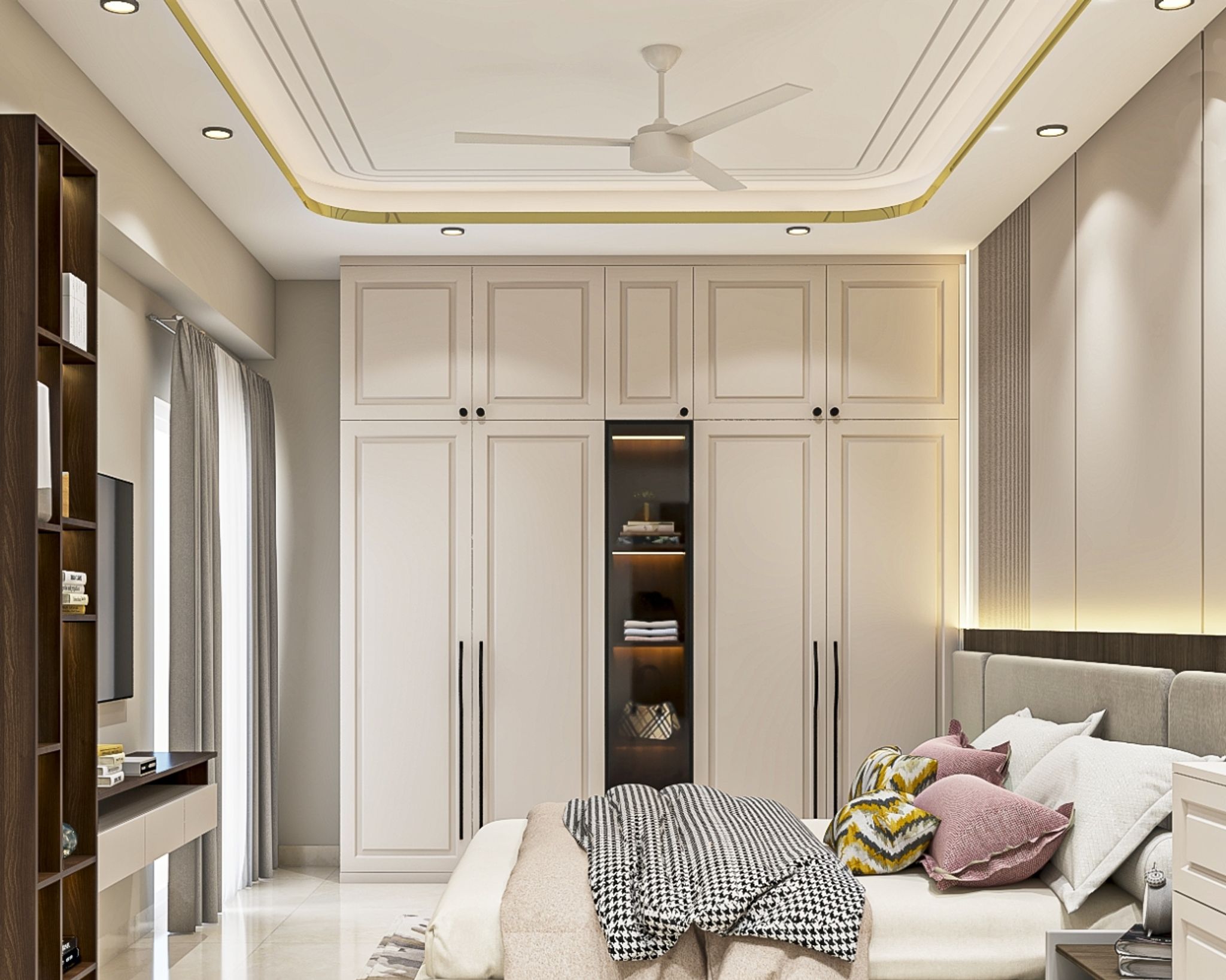 Painted Finish Contemporary Gypsum Peripheral False Ceiling Design in ...