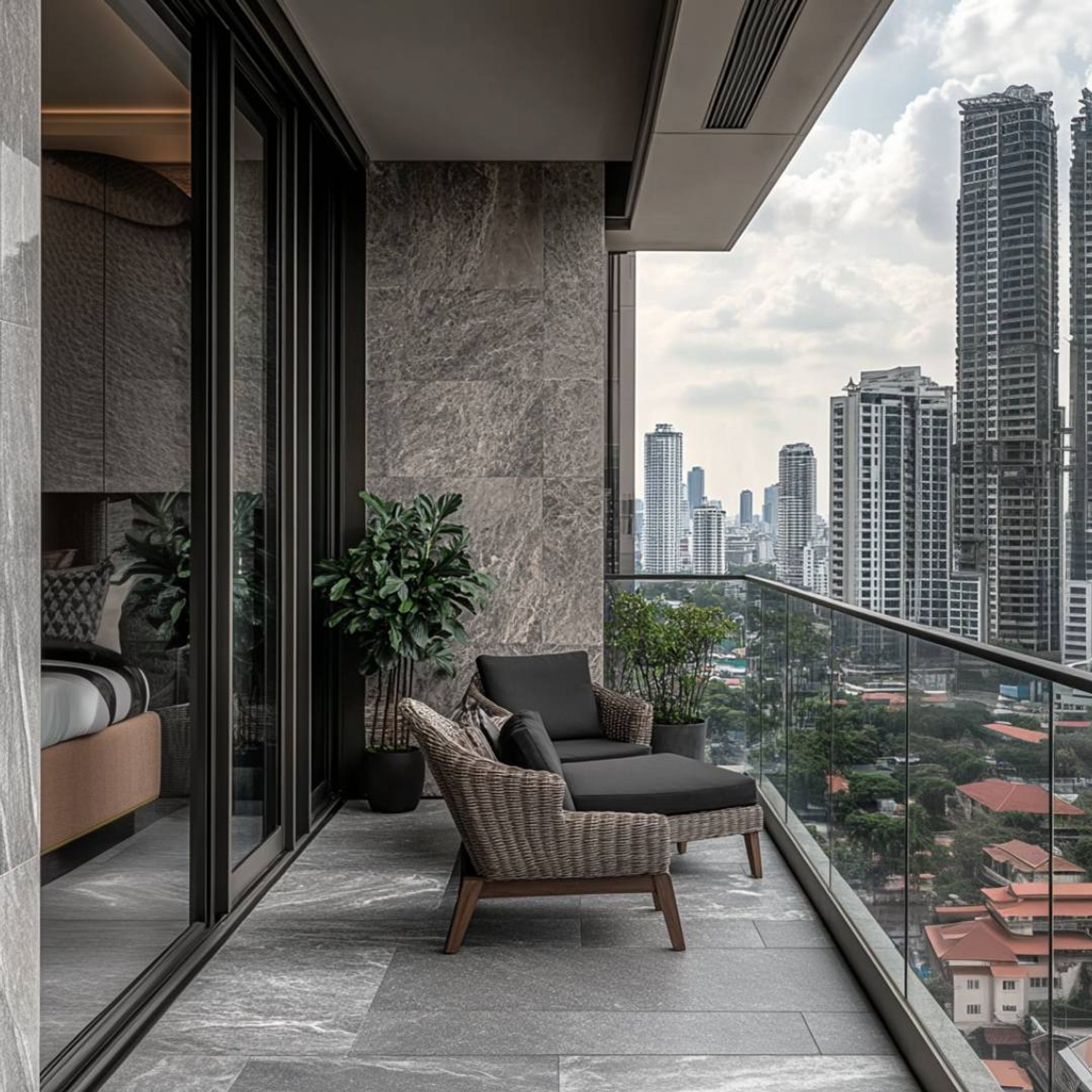 Balcony Design Featuring Rustic Stone Cladding for Timeless Appeal ...