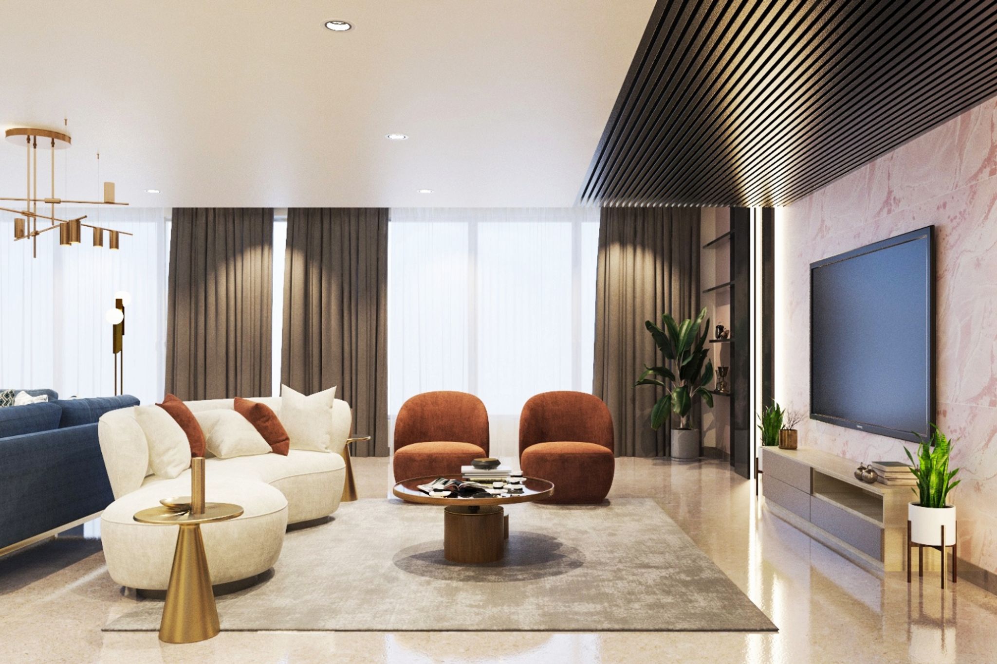 Single Layered Modern False Ceiling Design with Wooden Panelling ...