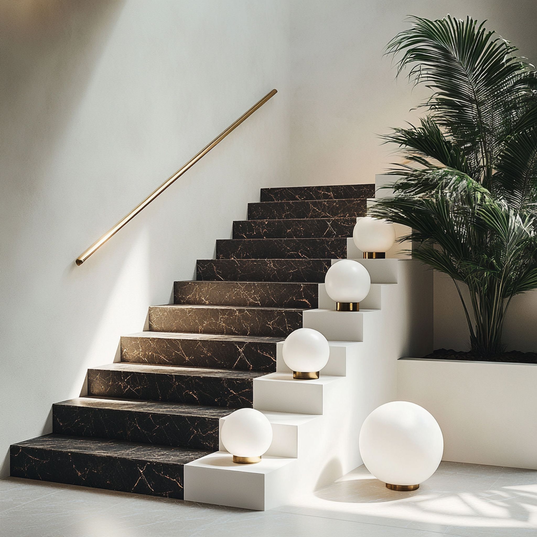 Black Marble Straight Staircase in Modern Style with White Veins for ...
