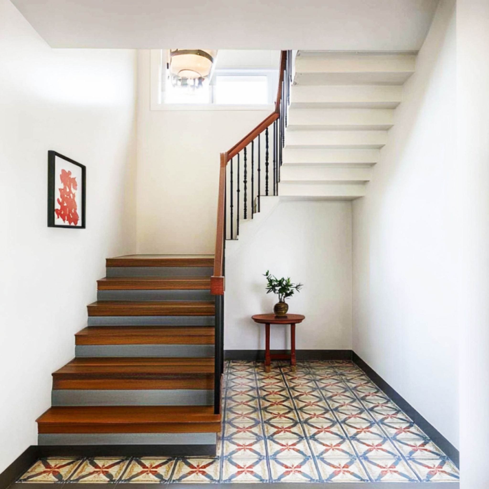 U-Shaped Staircase Design in Mid-Century Modern Style Combining ...