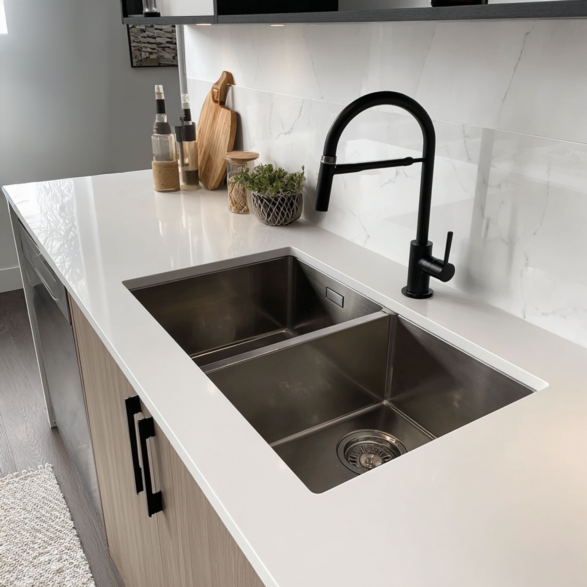 Integrated Double Bowl Kitchen Sink Design for Modular Kitchens | Livspace