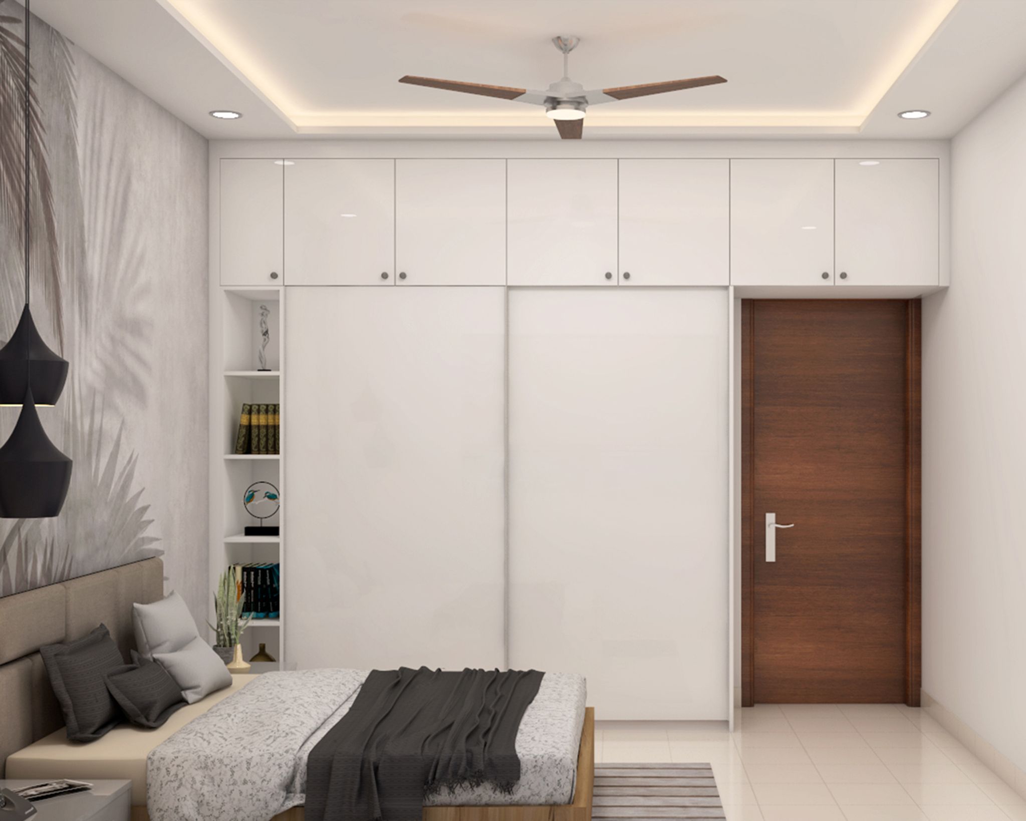 2-Door Contemporary Sliding Wardrobe Design With Full-Height White ...