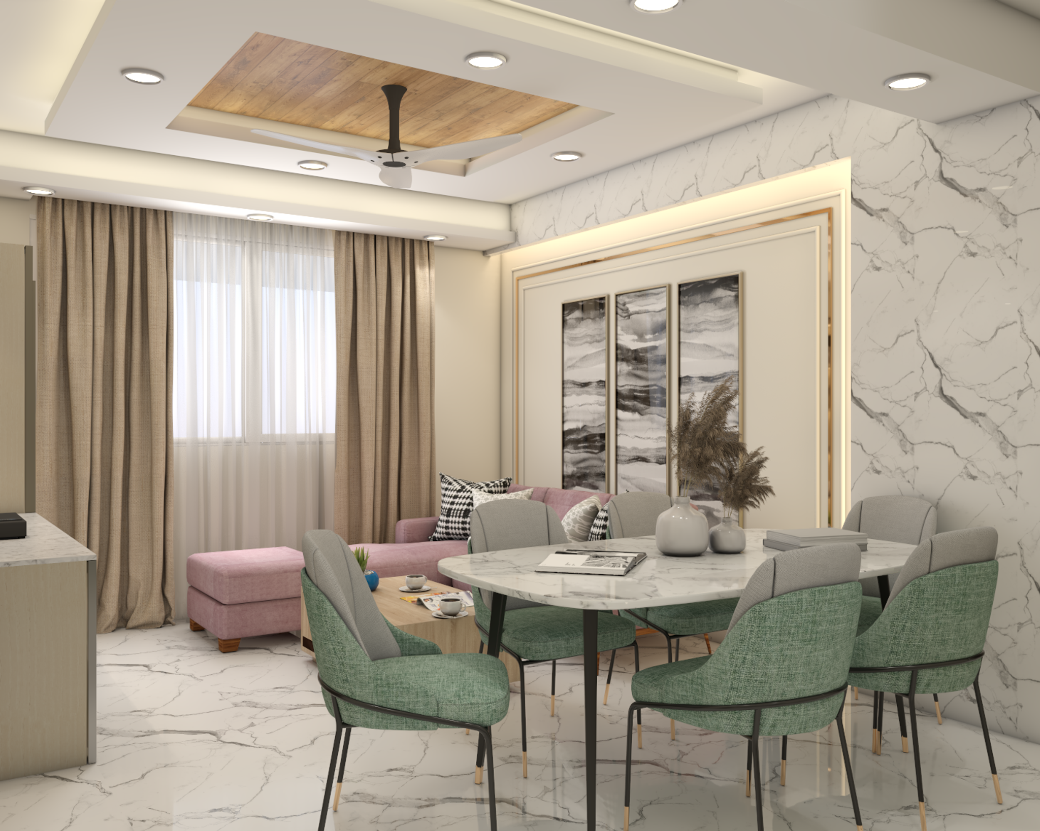 Compact Ceiling Design With Cove Lights | Livspace