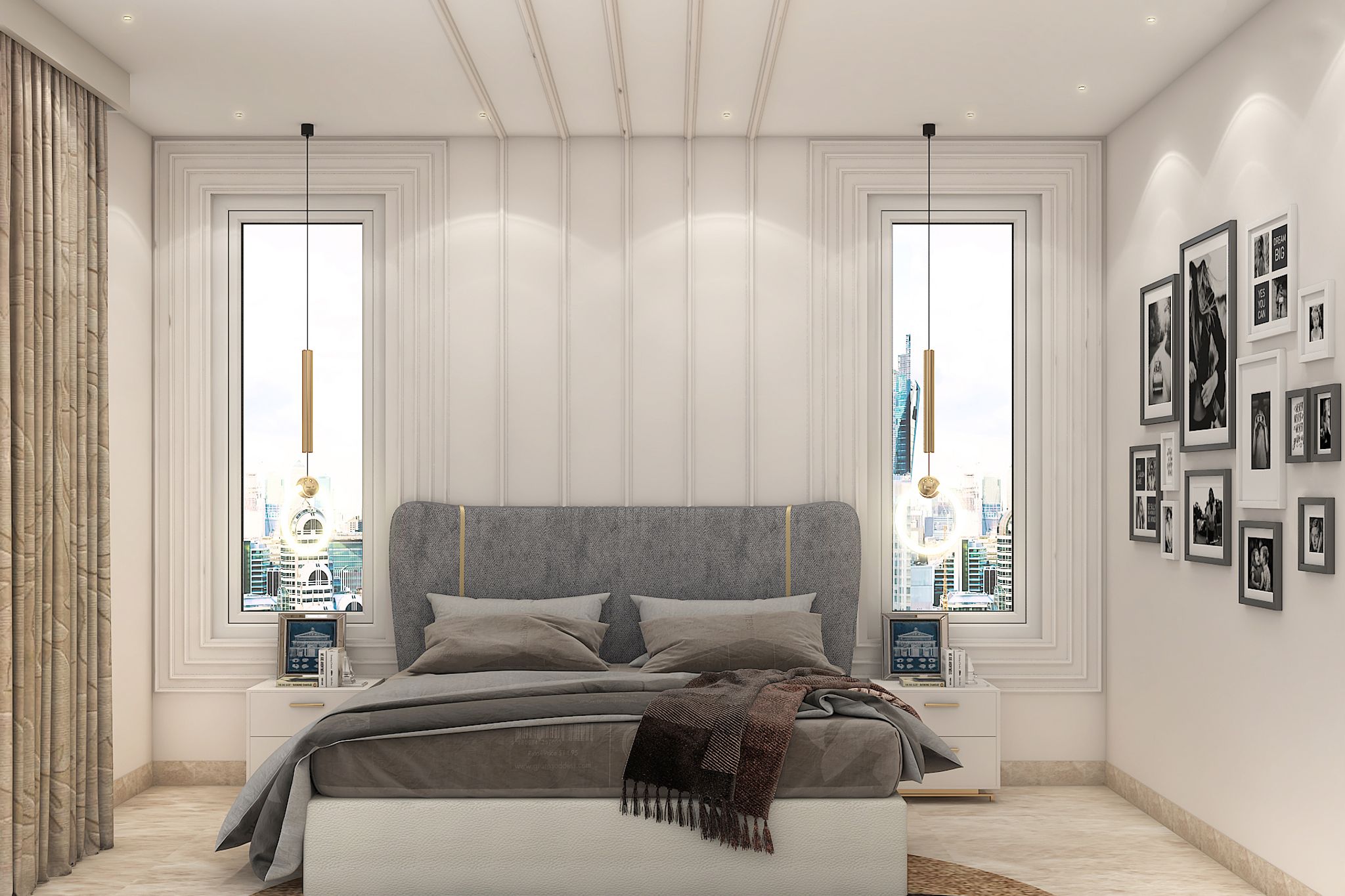 Wall Design For Bedrooms With Wall Trims | Livspace