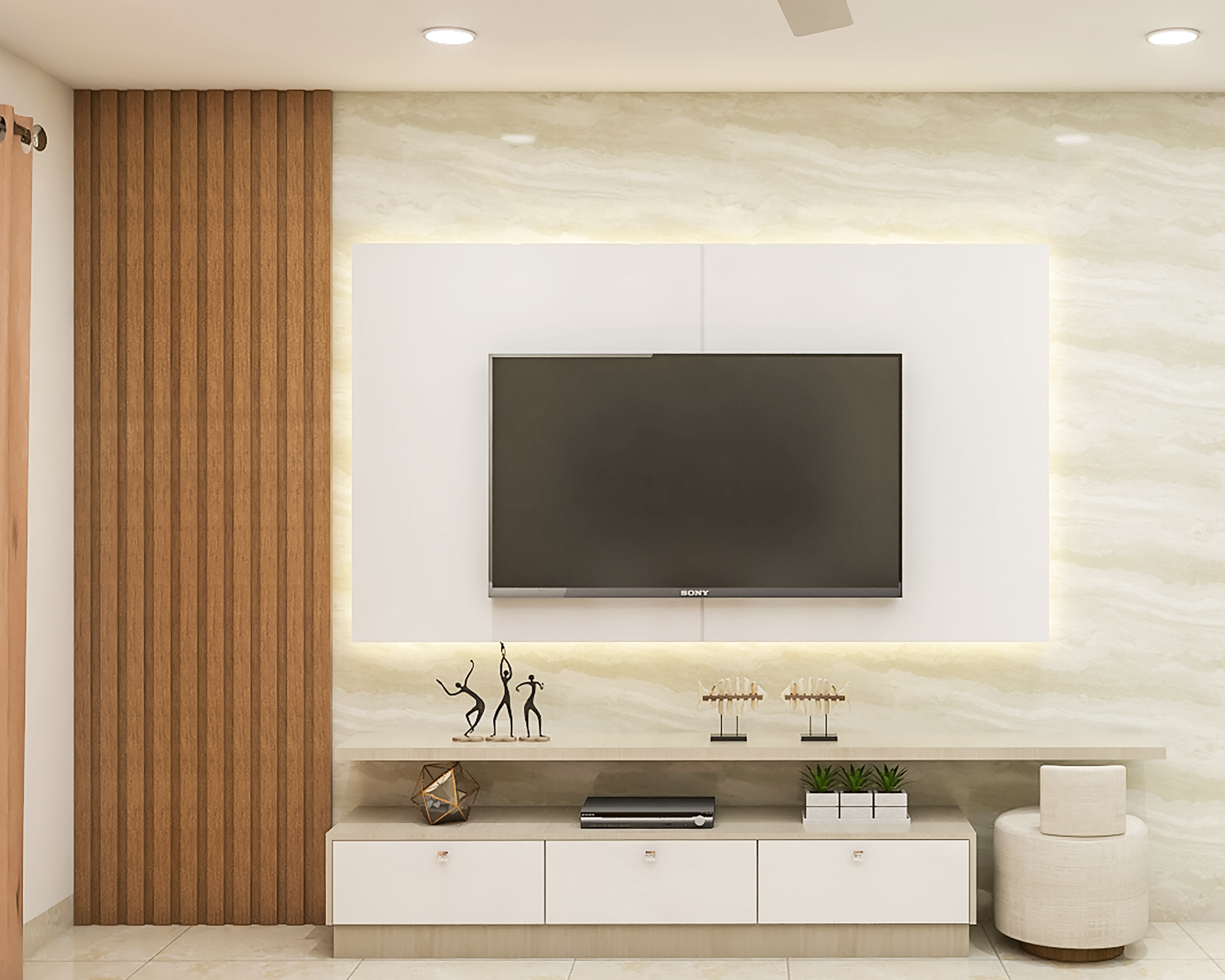 Low Maintenance Modern Style Compact TV Unit Design | Livspace
