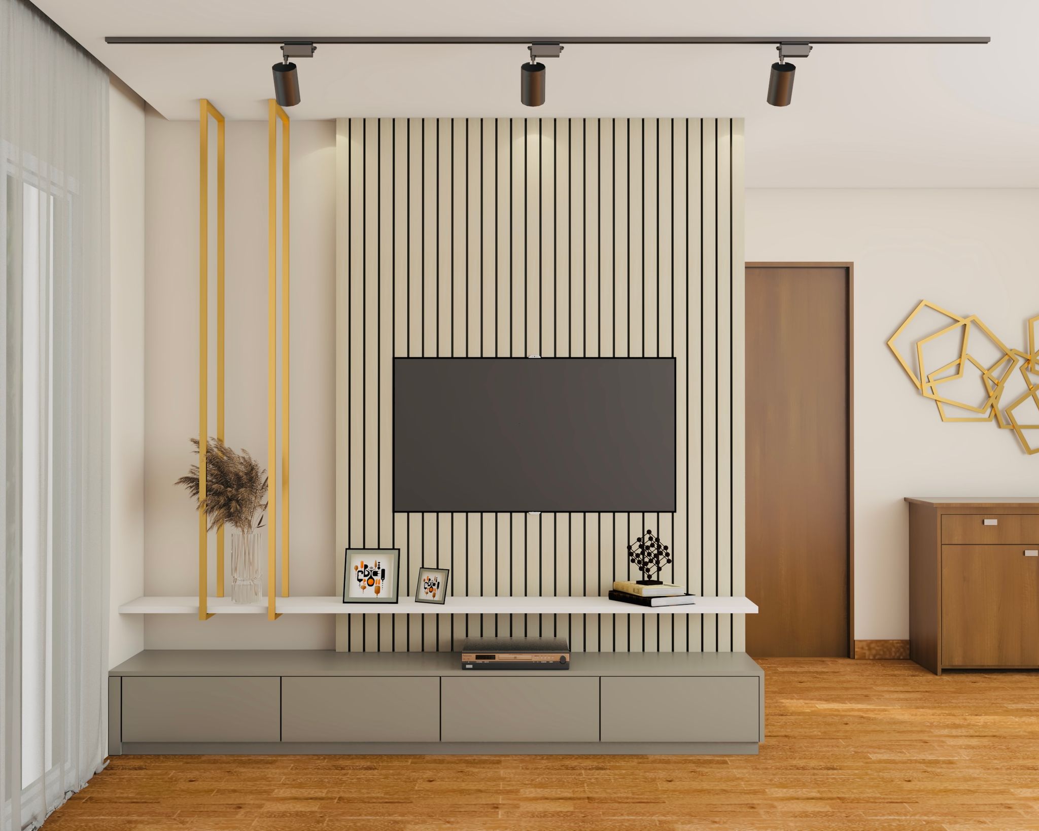 Elegant Convenient Modern Style Compact Sized TV Unit Design | Livspace