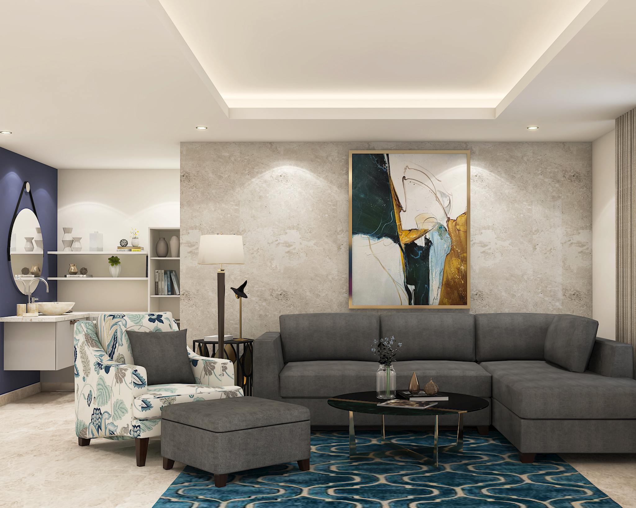 Spacious False Ceiling Design With Cove Lights | Livspace