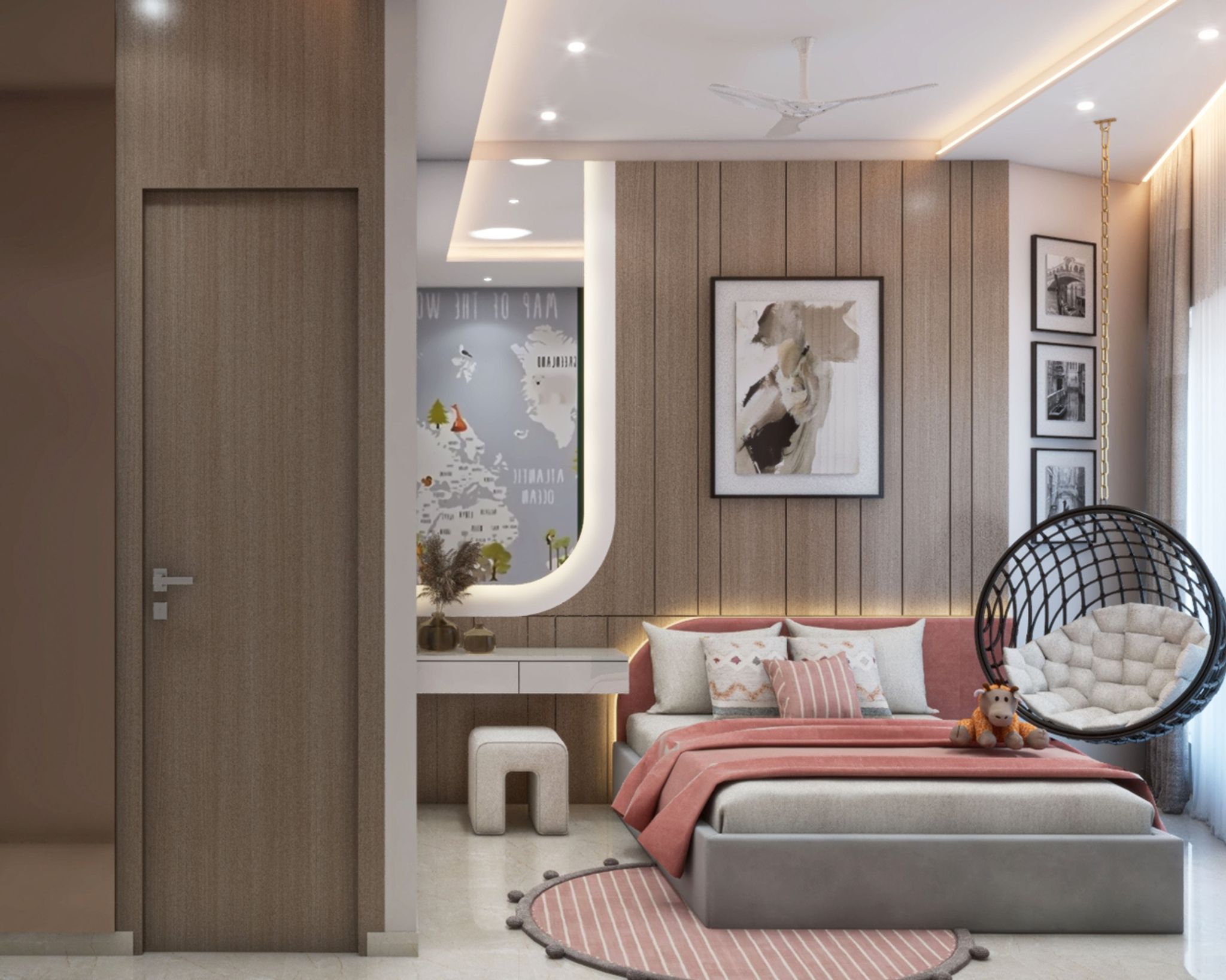 Compact Kids' Room Design With A Double Bed | Livspace