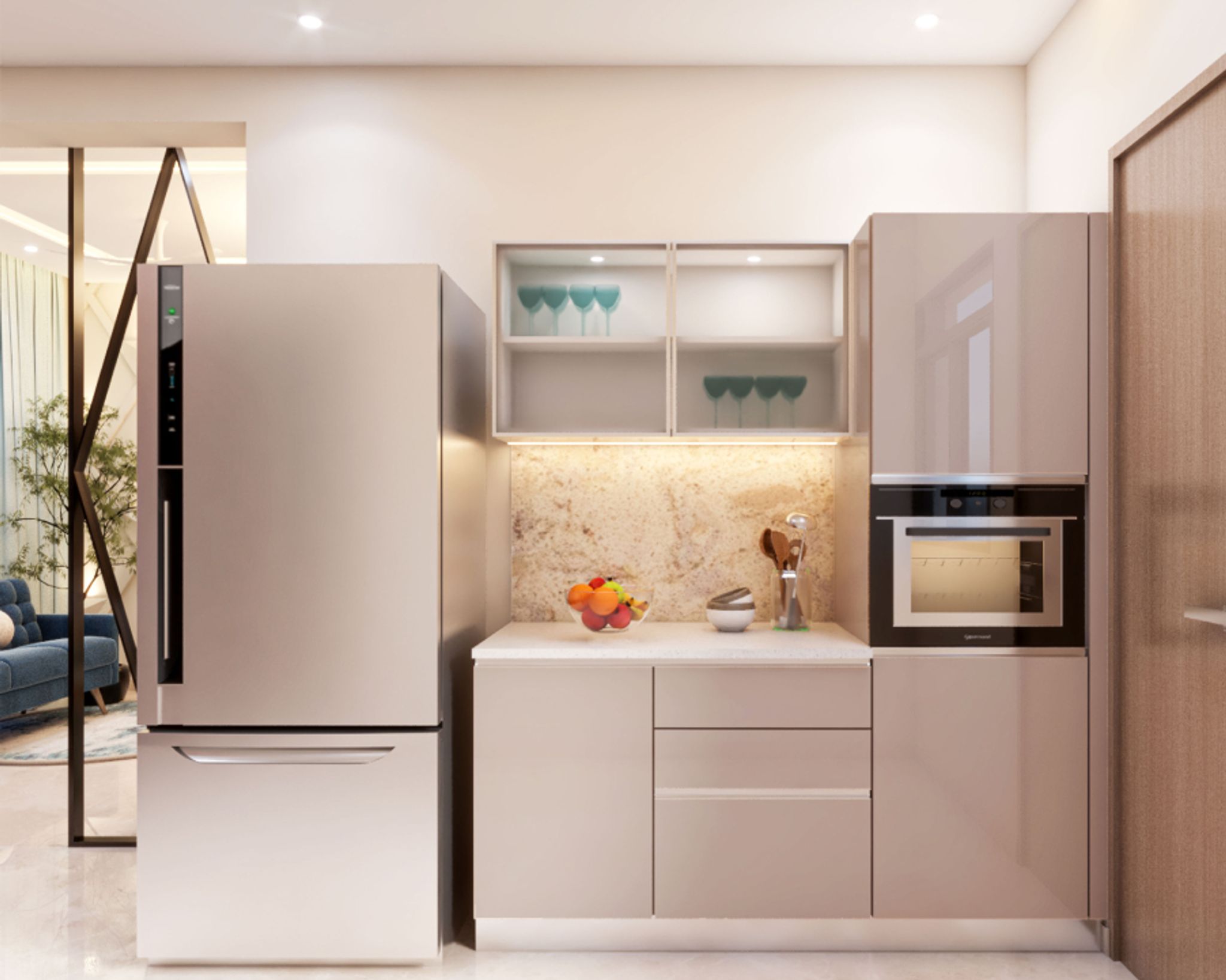 Compact Kitchen Design With Loft Storage | Livspace