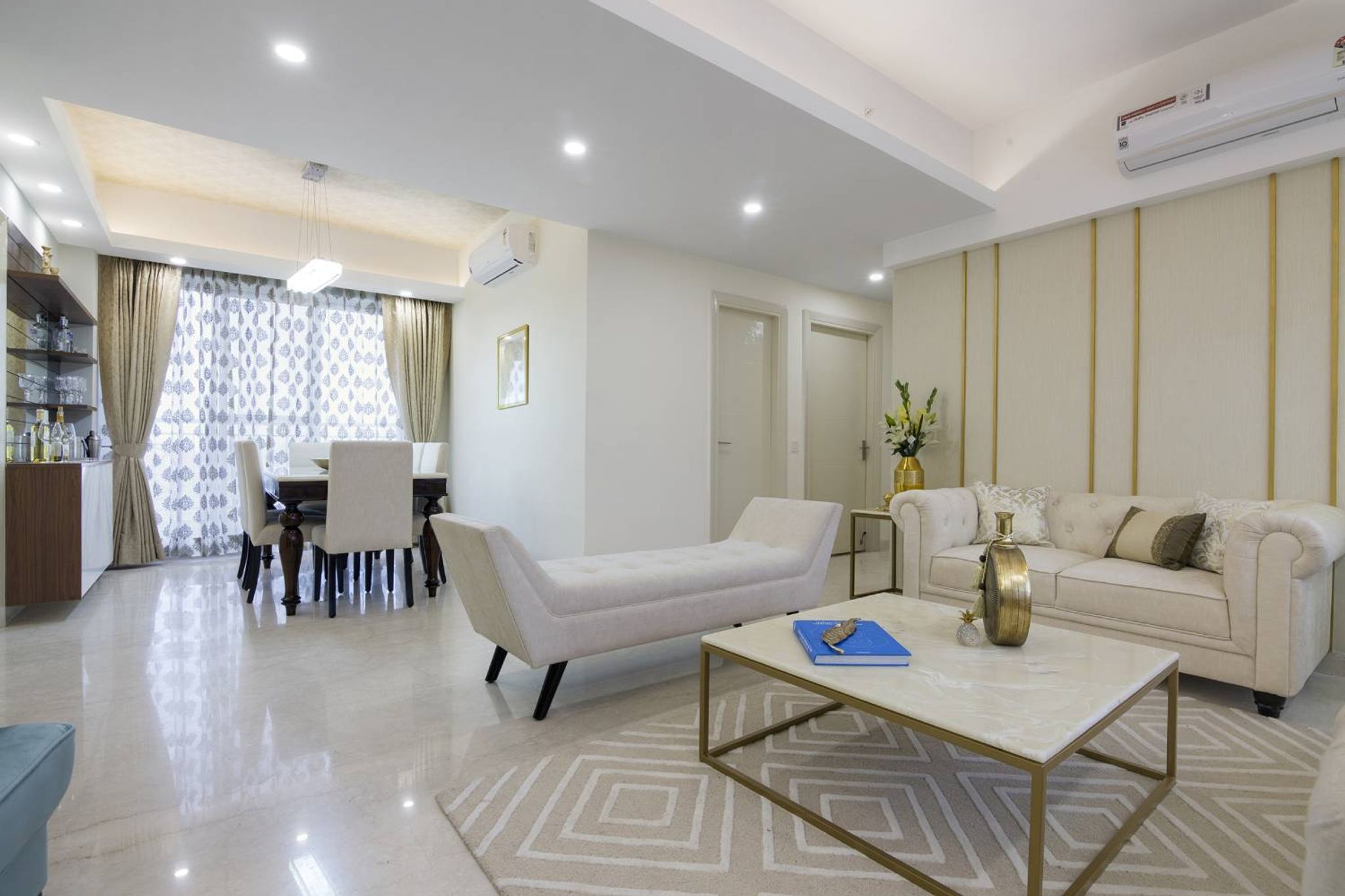 2BHK Gurgaon Flat Contemporary Design with Budget-Friendly Premium Wall ...