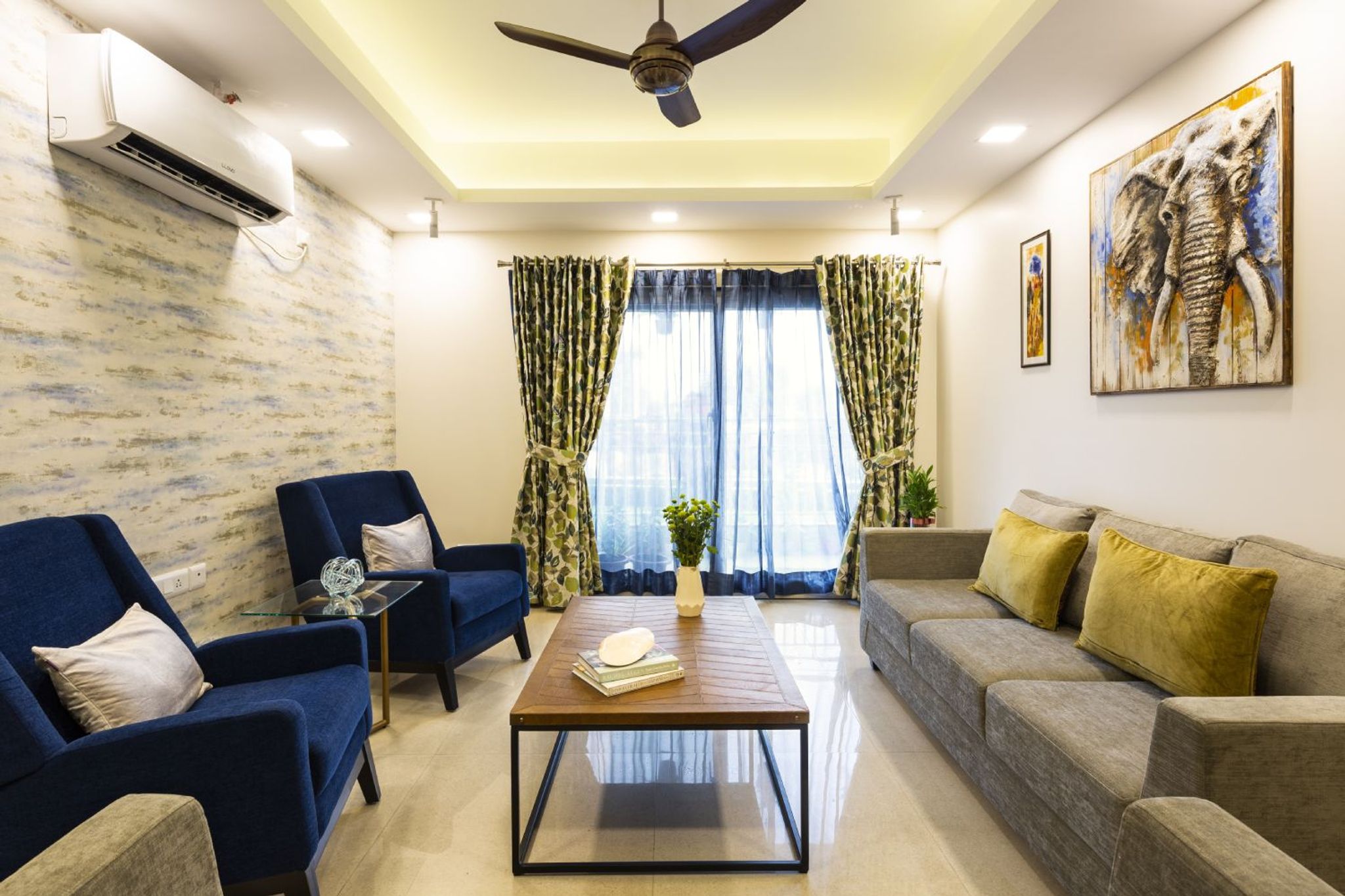 Cozy 2BHK Flat Design in Noida with Open Kitchen and and Contemporary ...