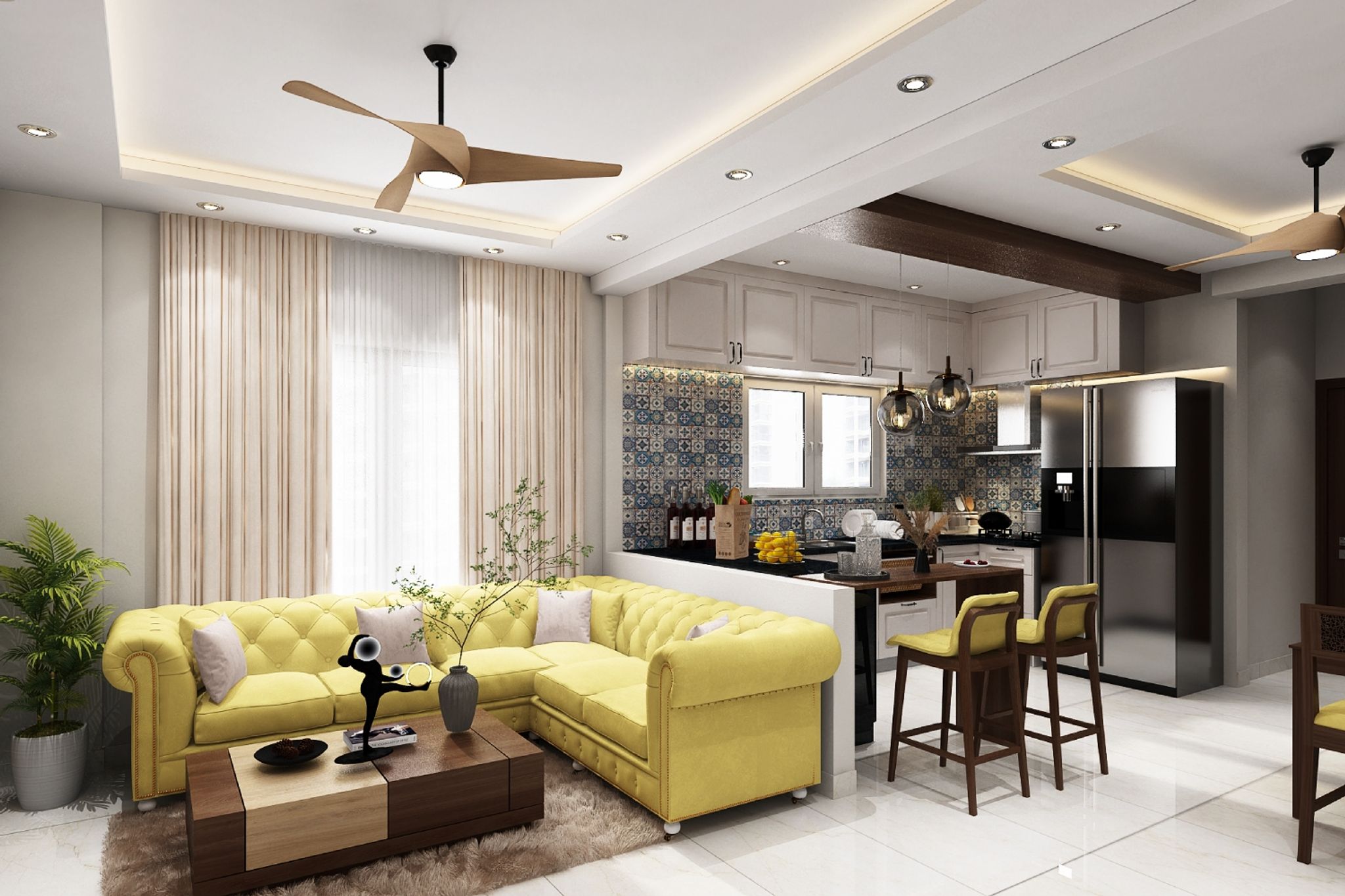 Rectangular Gypsum Contemporary Peripheral False Ceiling with Covelight ...