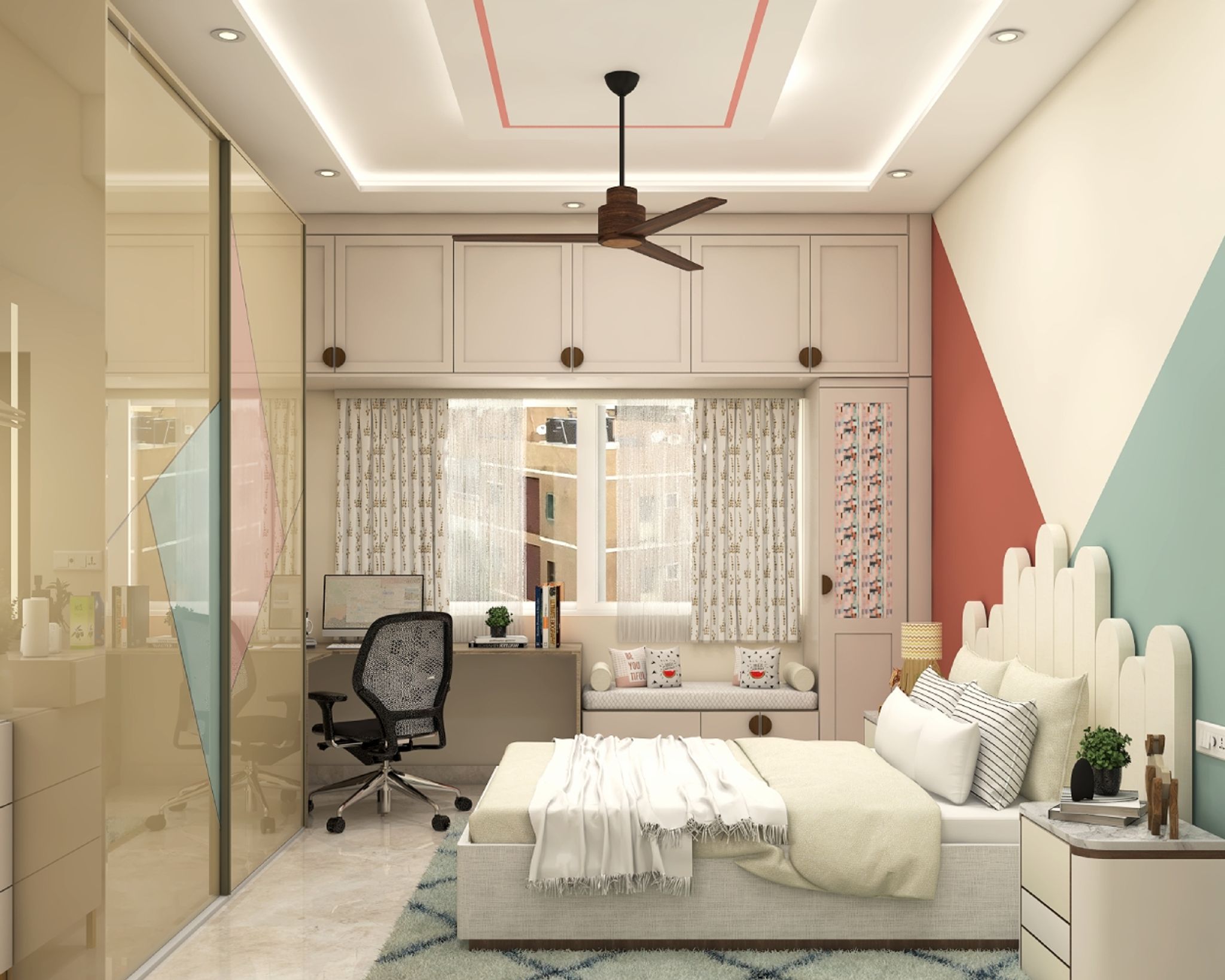 Gypsum Contemporary Peripheral False Ceiling Design With Central Drop ...
