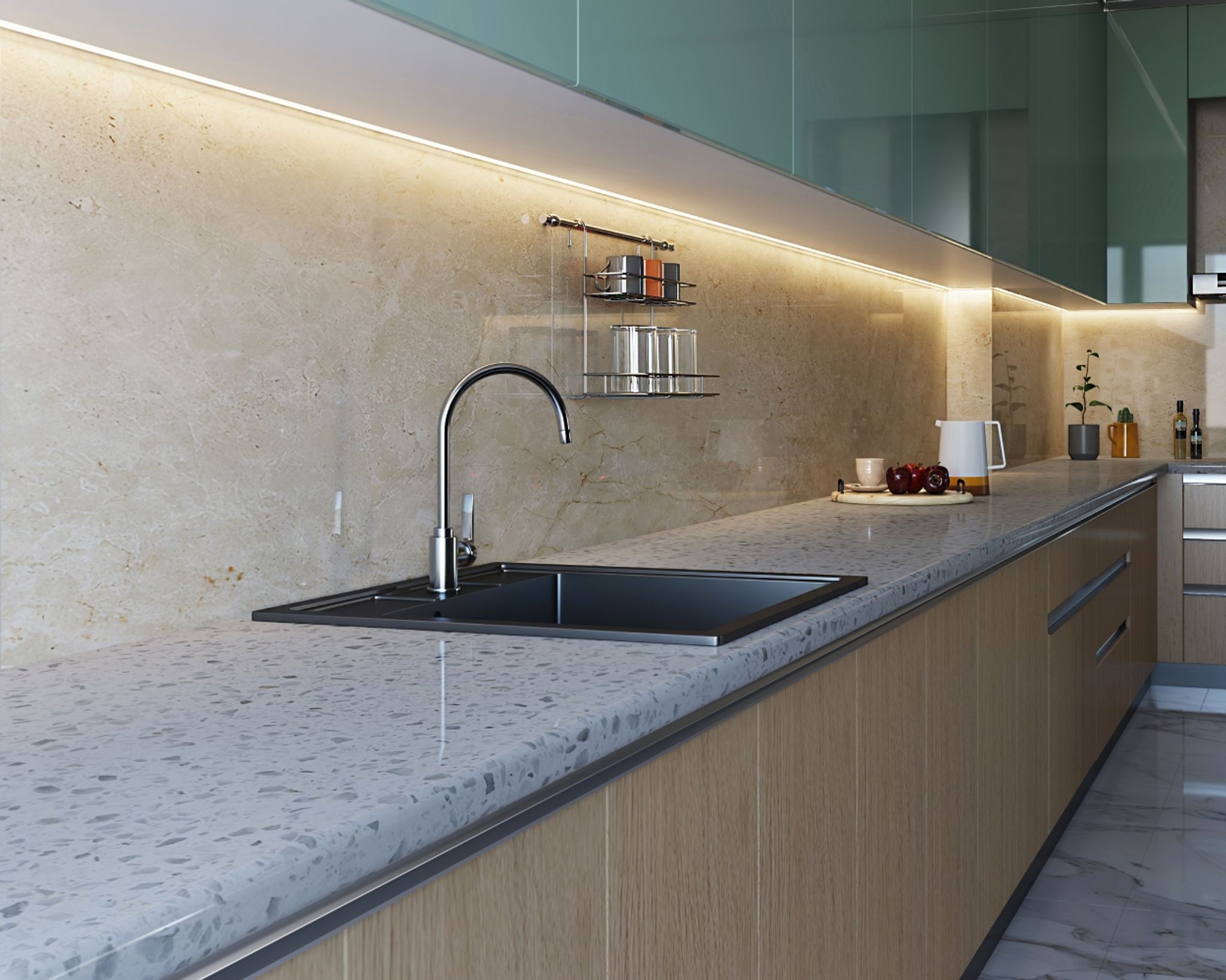 Space-Saving Black Quartz Single Bowl Top Mount Kitchen Sink Design ...