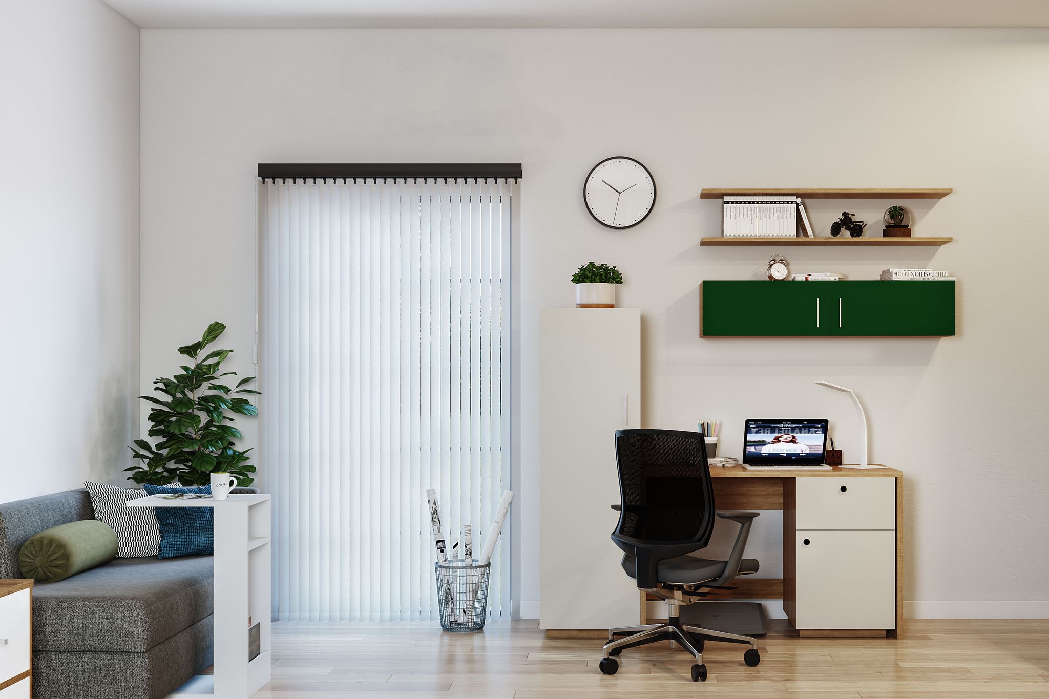 Ample Storage: Contemporary Home Office Design With Chair and Study ...