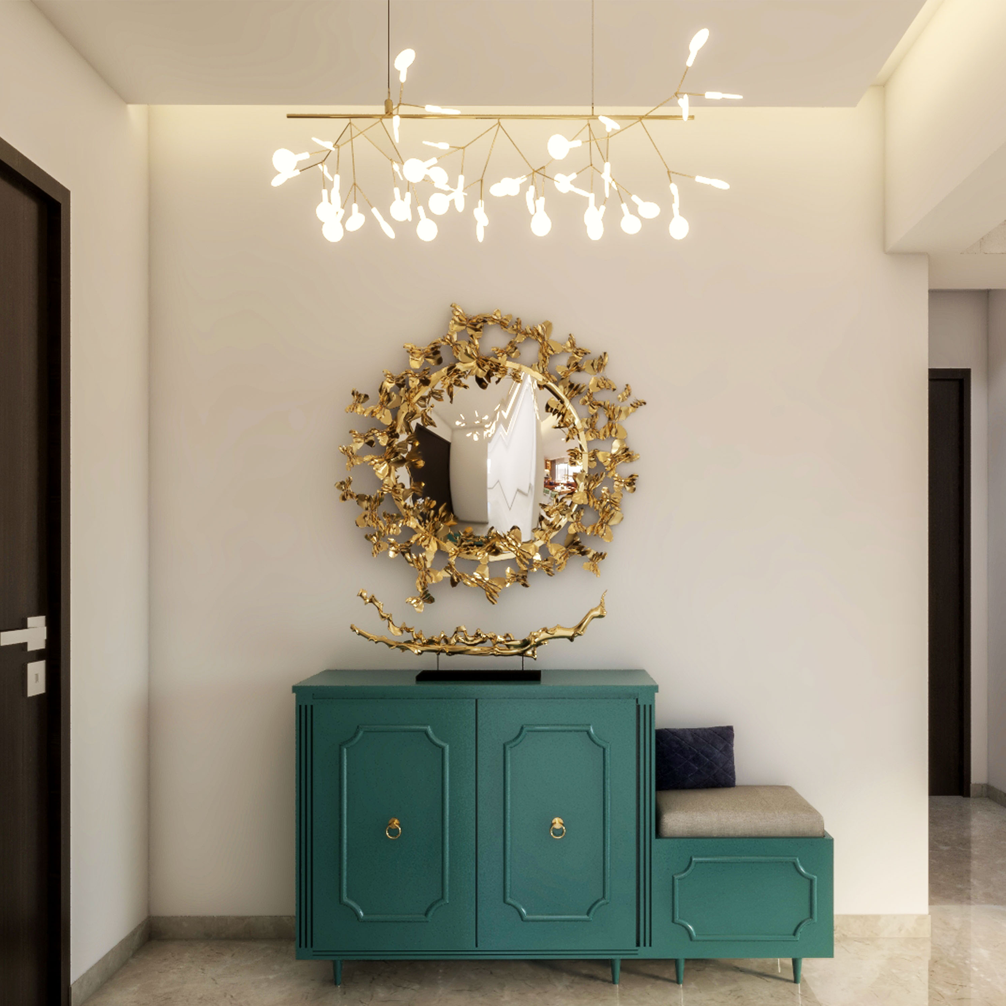 Open Foyer Area With Traditional Touch | Livspace